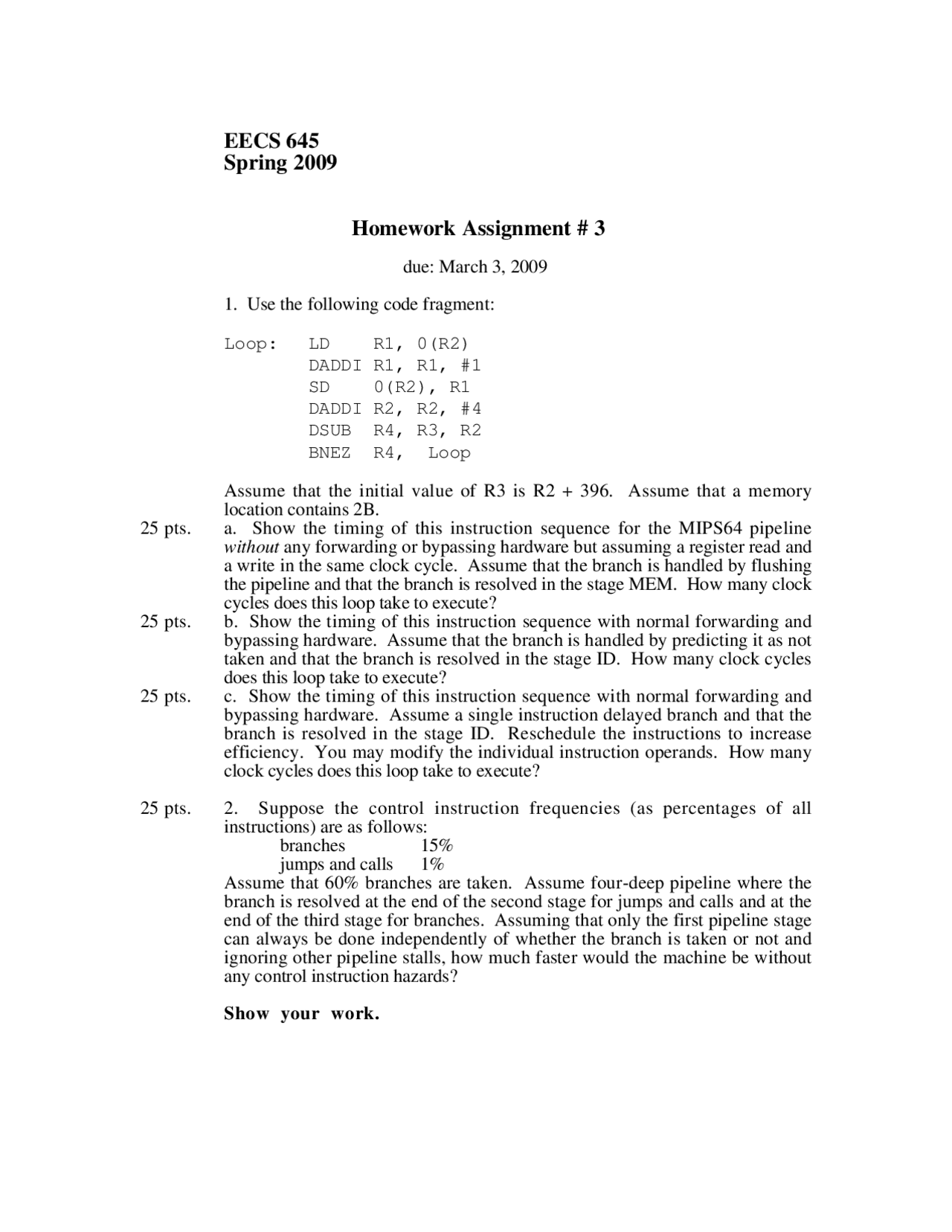 Electrical Engineering And Computer Science Homework 3 Eecs 645 Assignments Computer