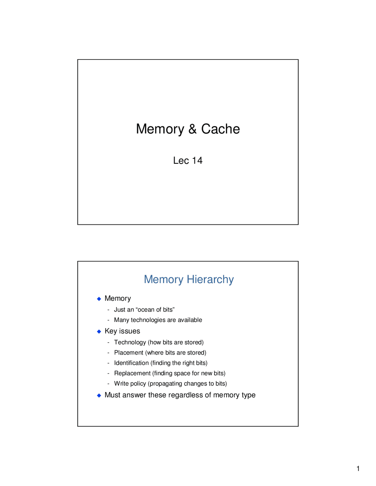 Lecture 14 of High-Performance Processors and Systems: Memory & Cache | ECE 569 | Slides ...