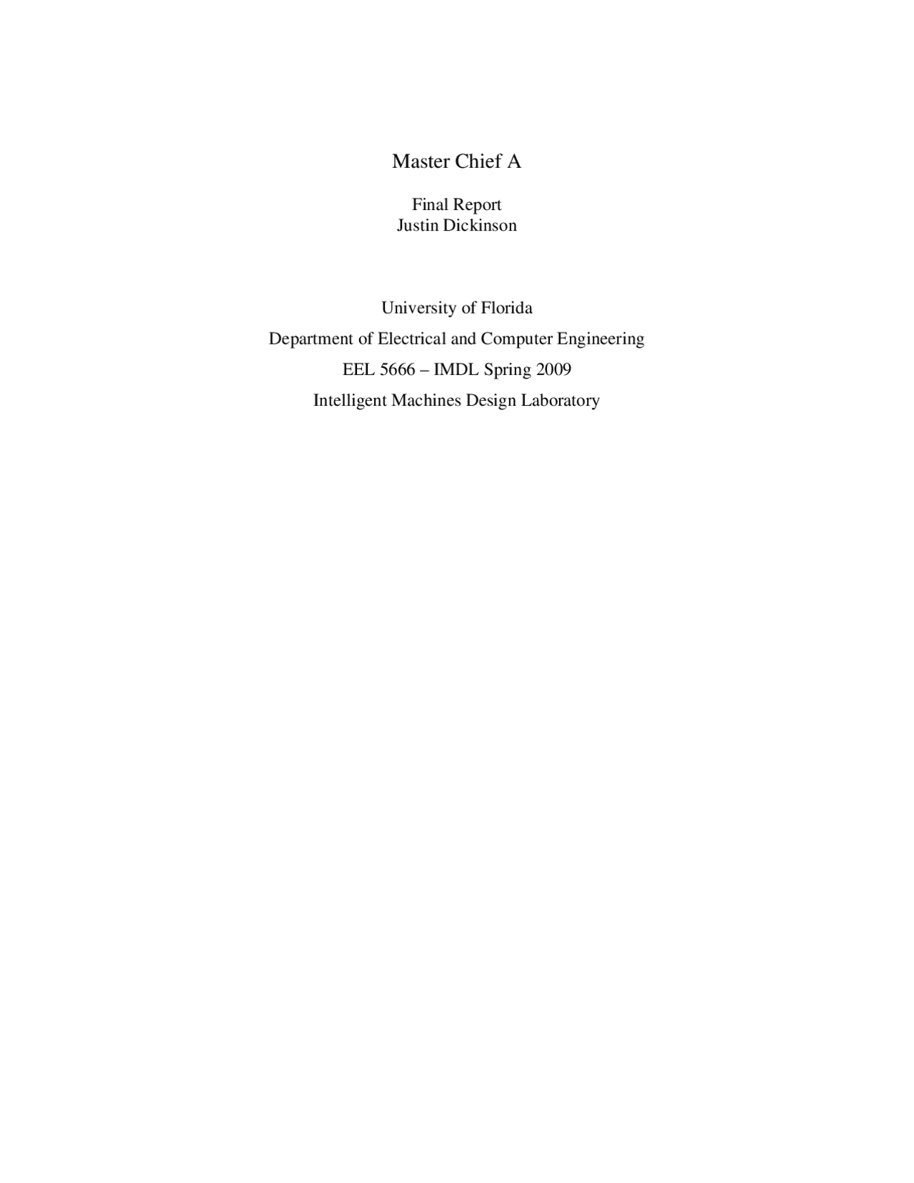 Final Report Intelligent Machines Design Laboratory Ecee Docsity