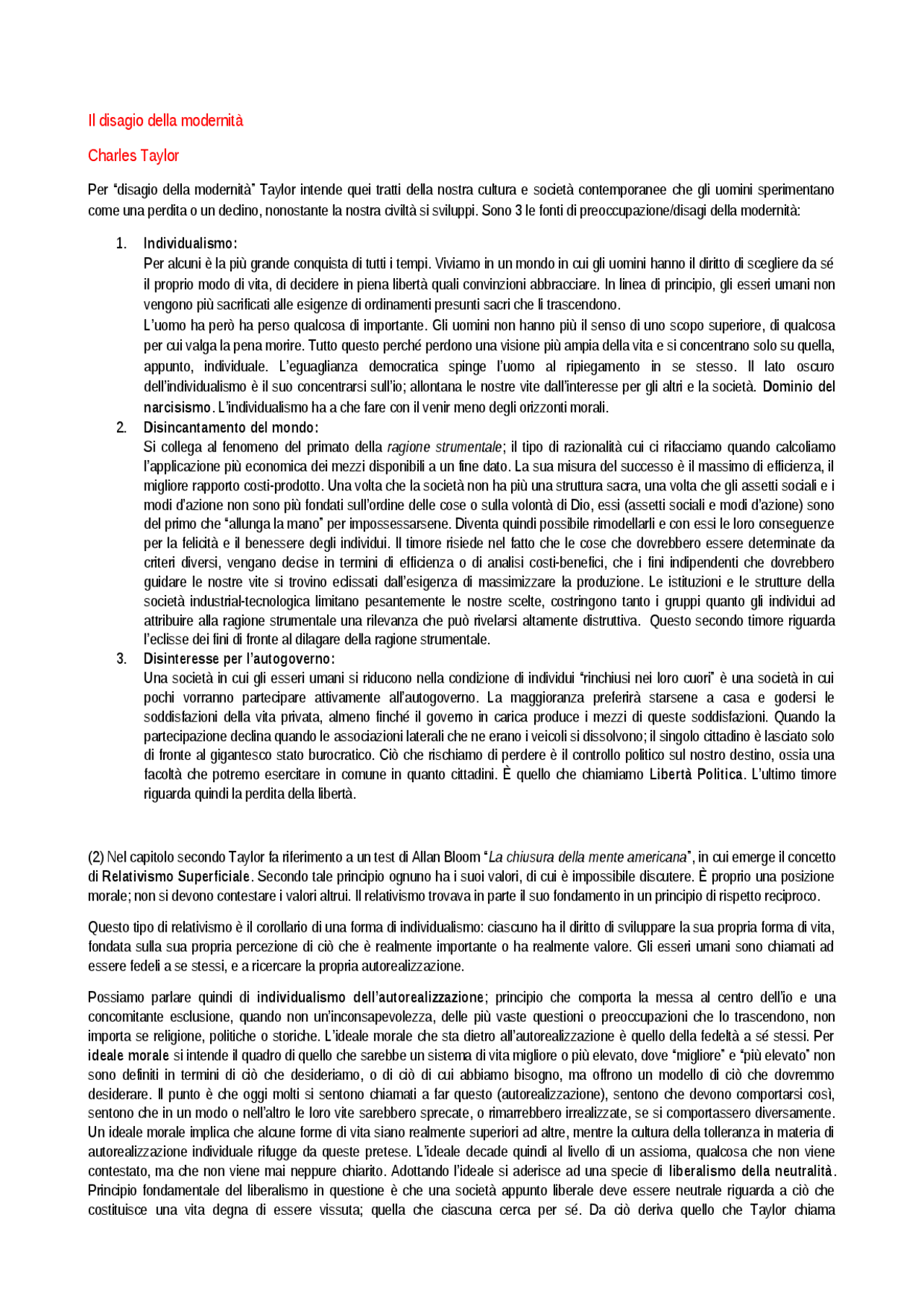 Il Disagio Della Modernità Docsity