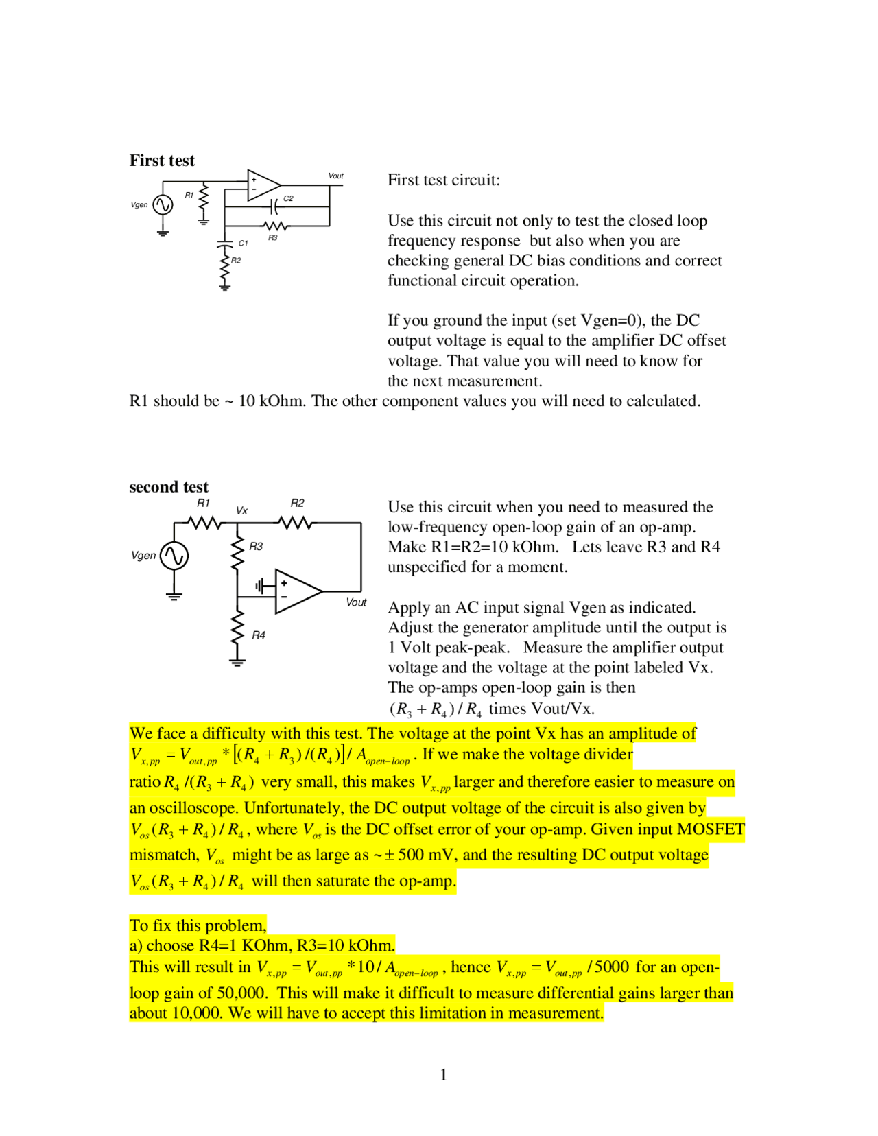 First test circuit | Electrical Engineering - Docsity