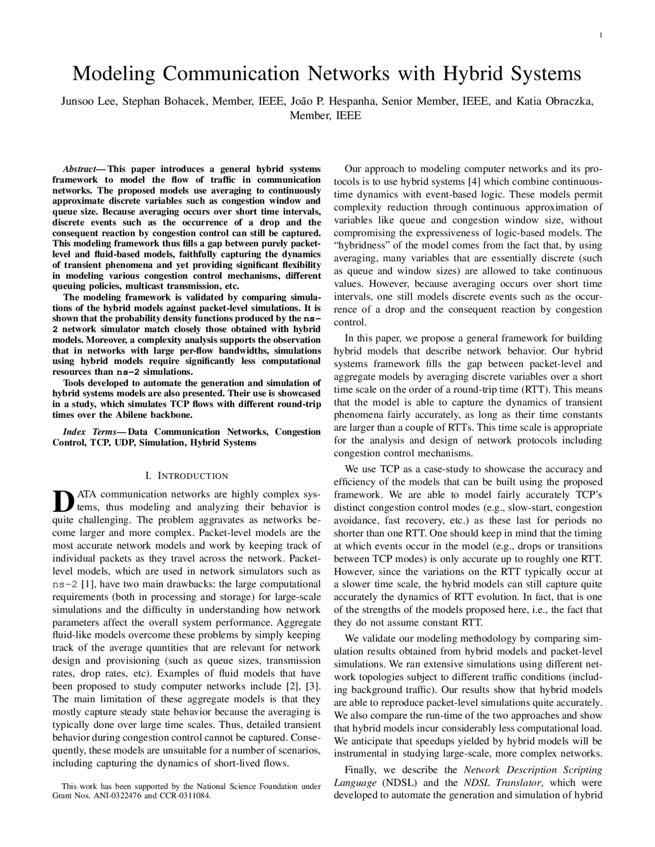 Data Communication Networks Modeling Communication Networks With