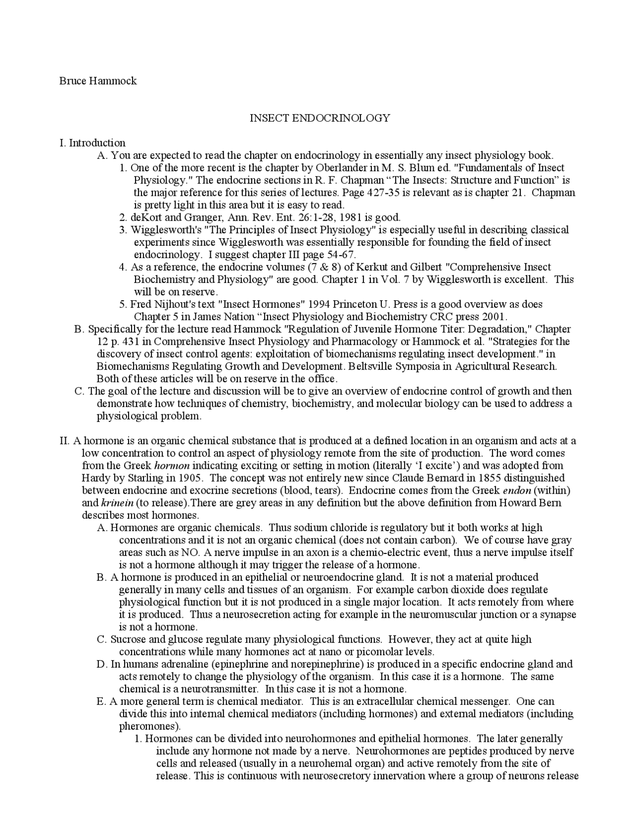 Insect Physiology And Endocrinology Overview Ent 102 Docsity