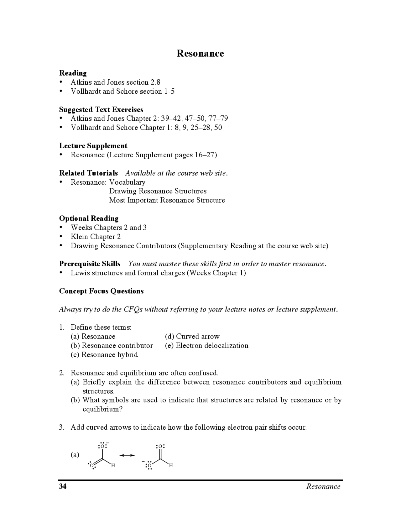 Resonance Concept Focus Questions And Problems With Solutions Chem