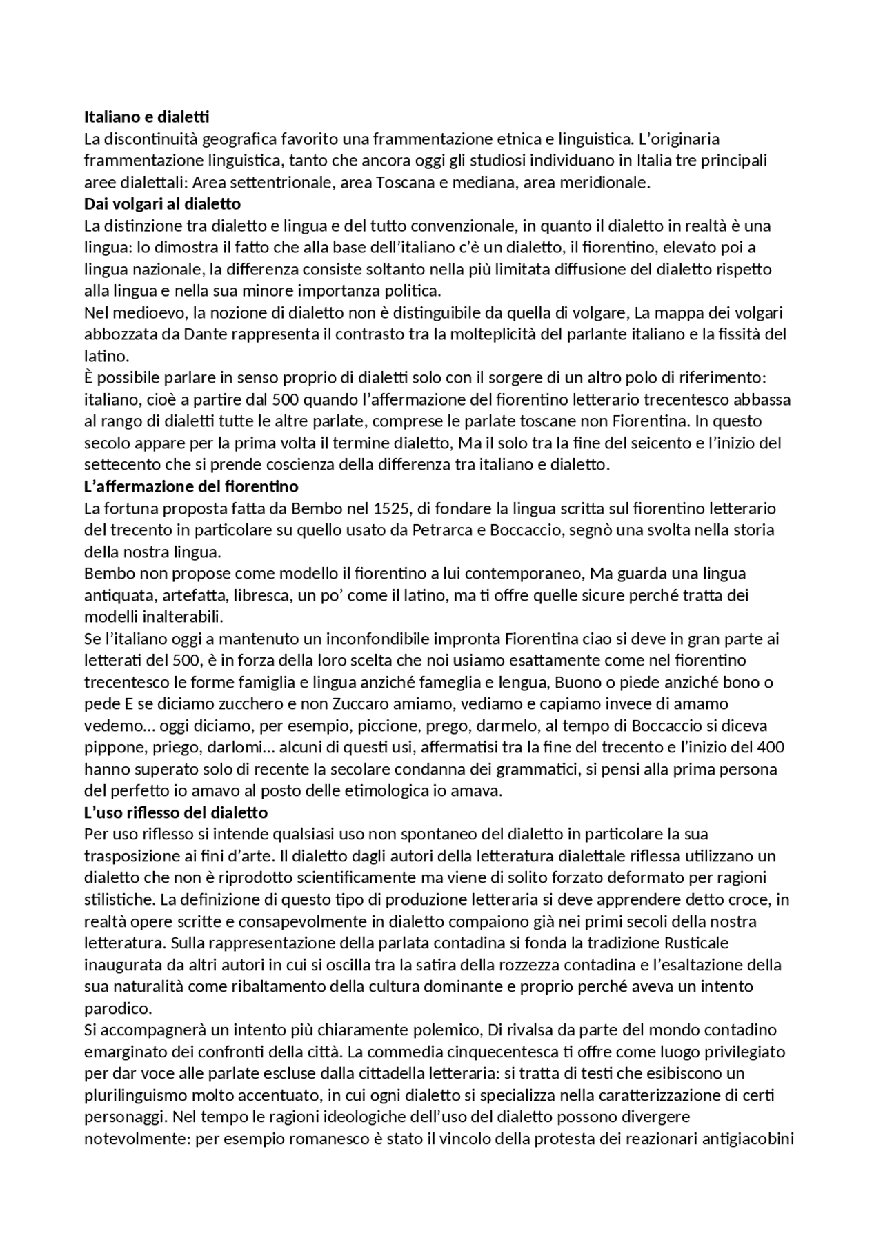 Italiano E Dialetti Linguistica Docsity