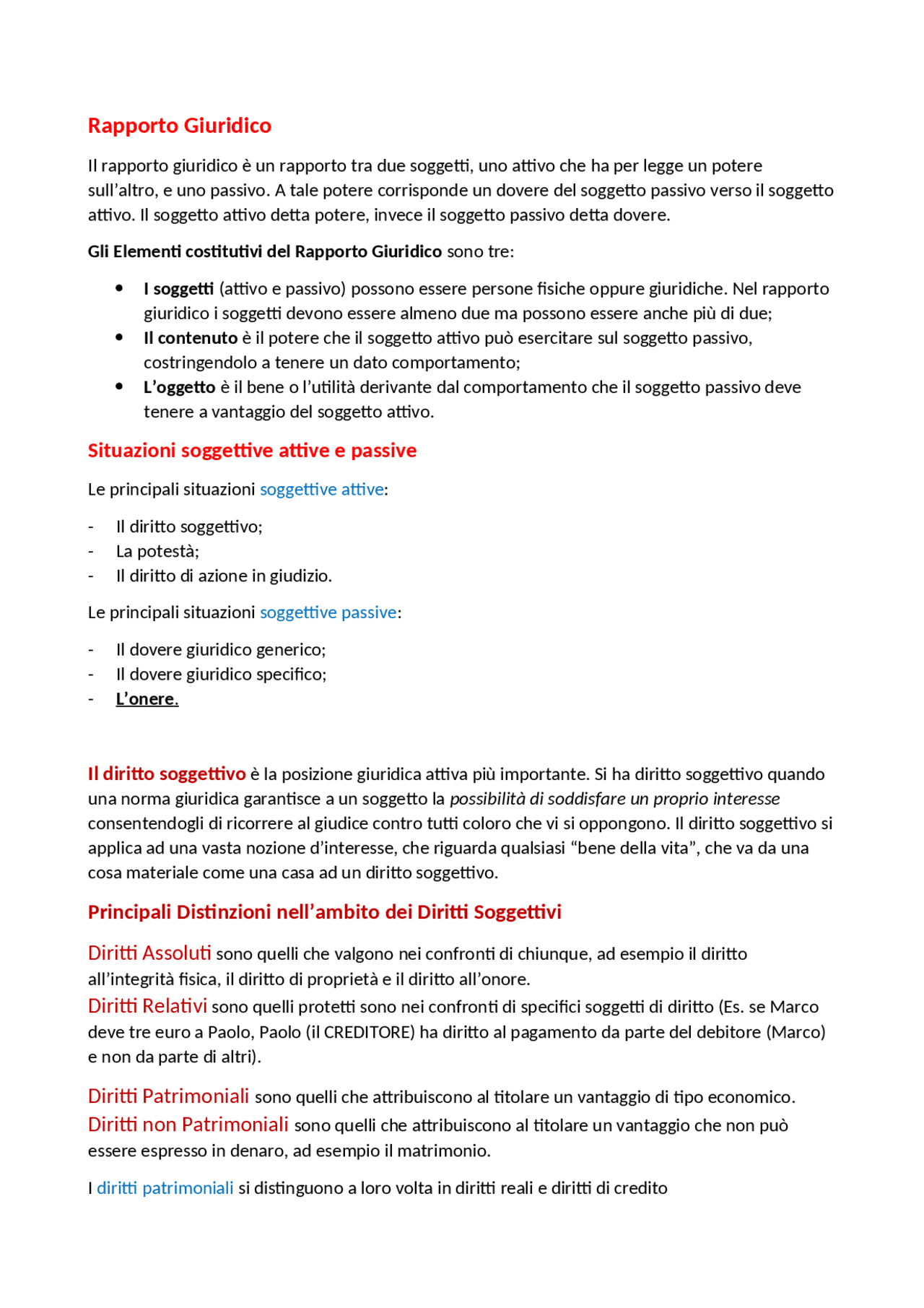 Il Rapporto Giuridico Docsity