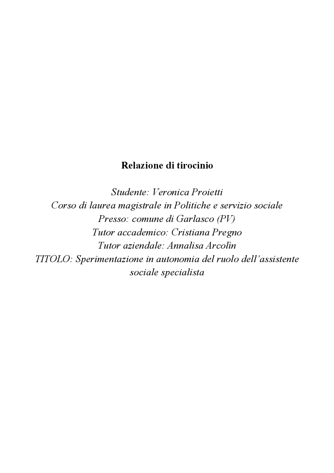 Lo scenario di lavoro del comune - Docsity