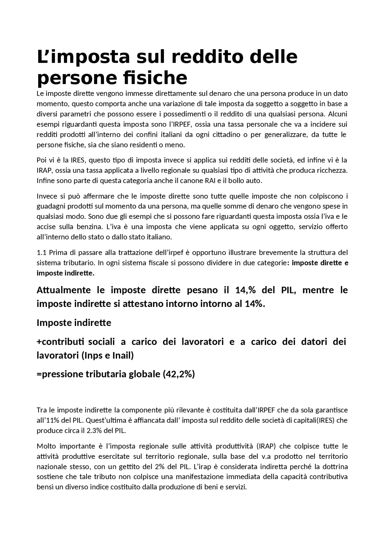 Irpef Imposta Sul Reddito Delle Persone Fisiche Docsity