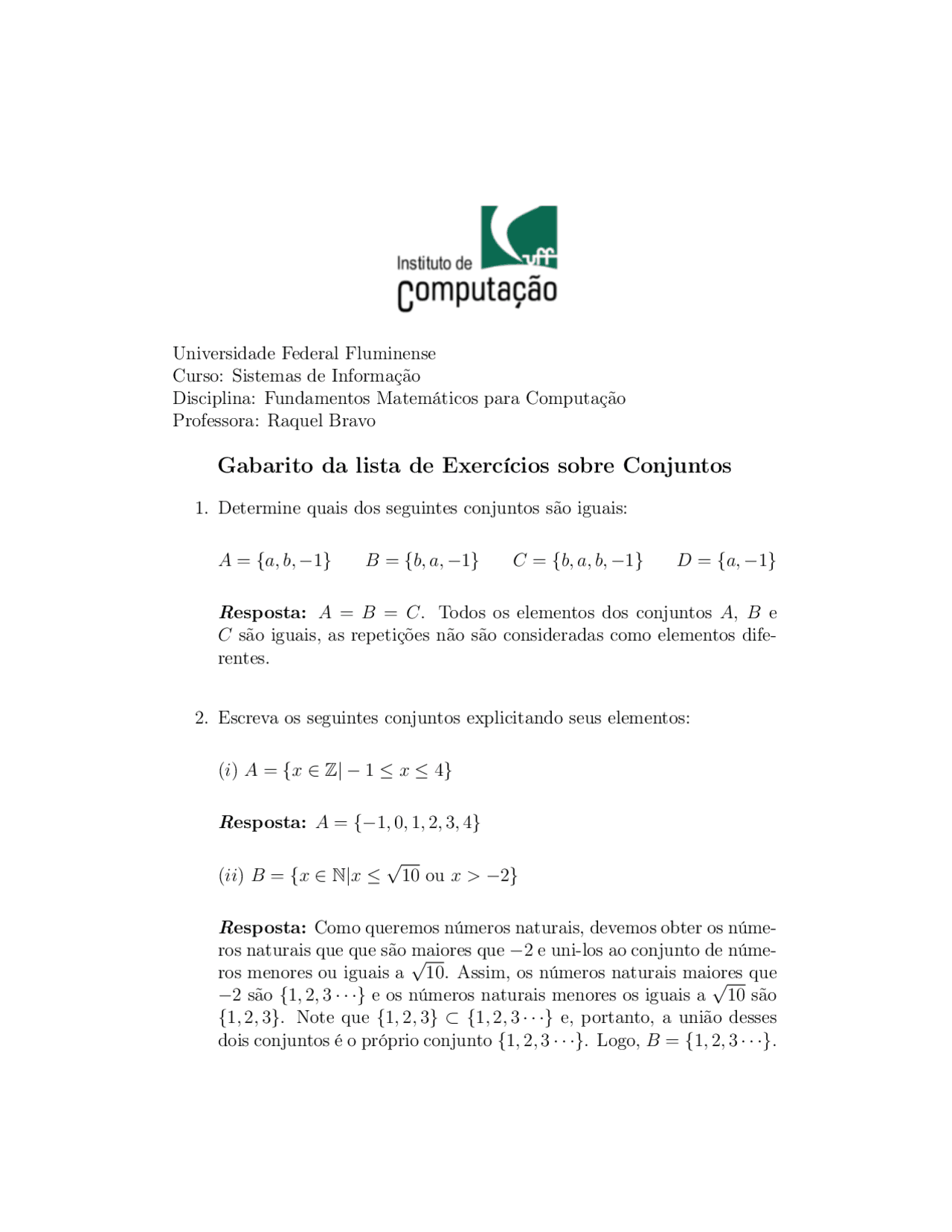 Fundamentos Matemáticos Para Computação Docsity