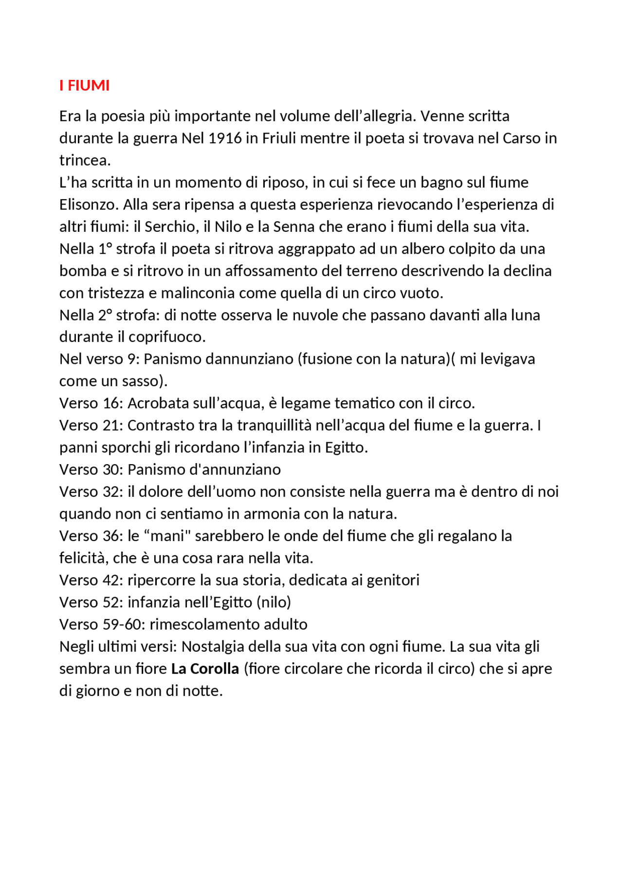 Appunti Poesia Fiumi Ungaretti Docsity