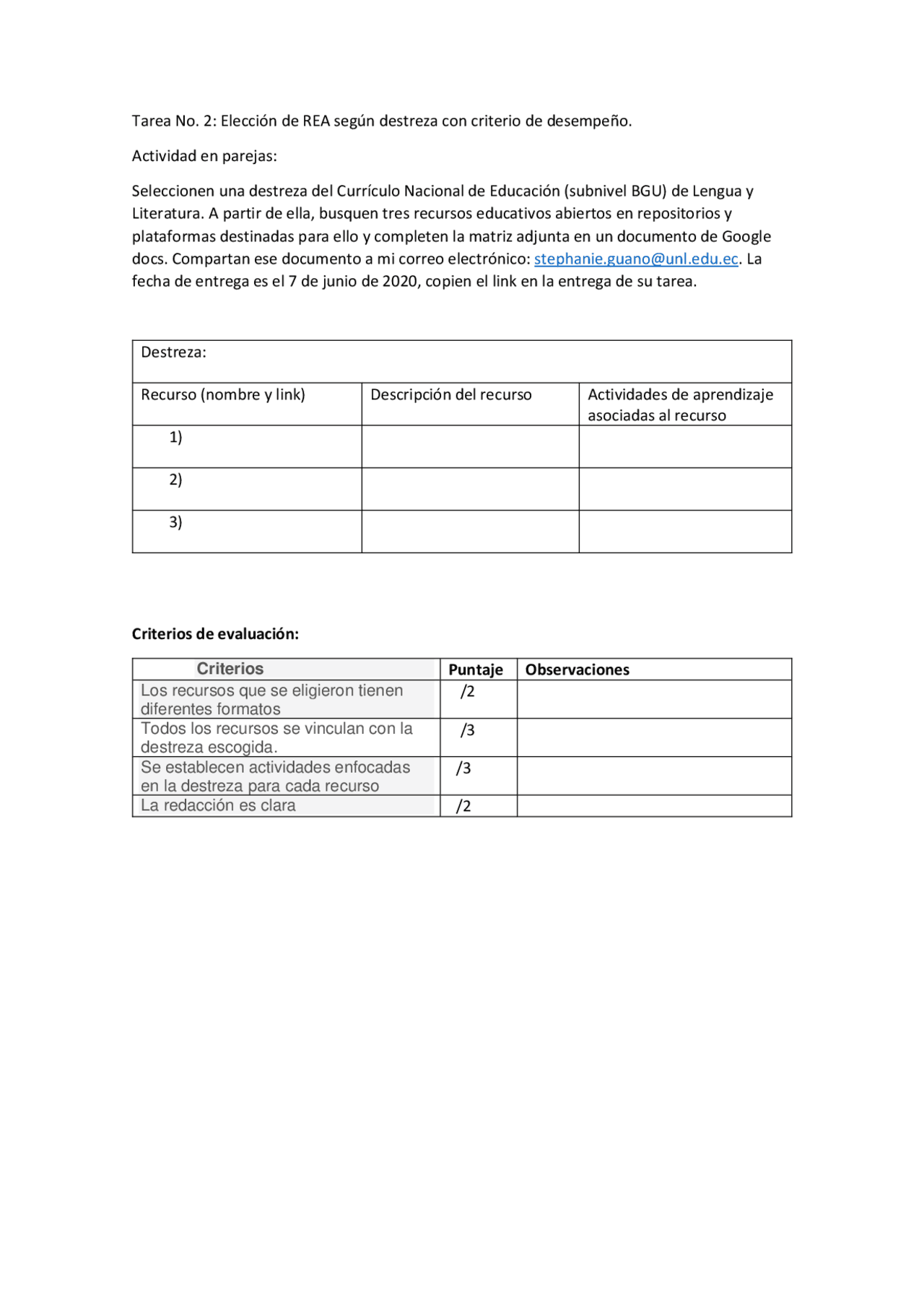 Elección de la REA universidad. - Docsity