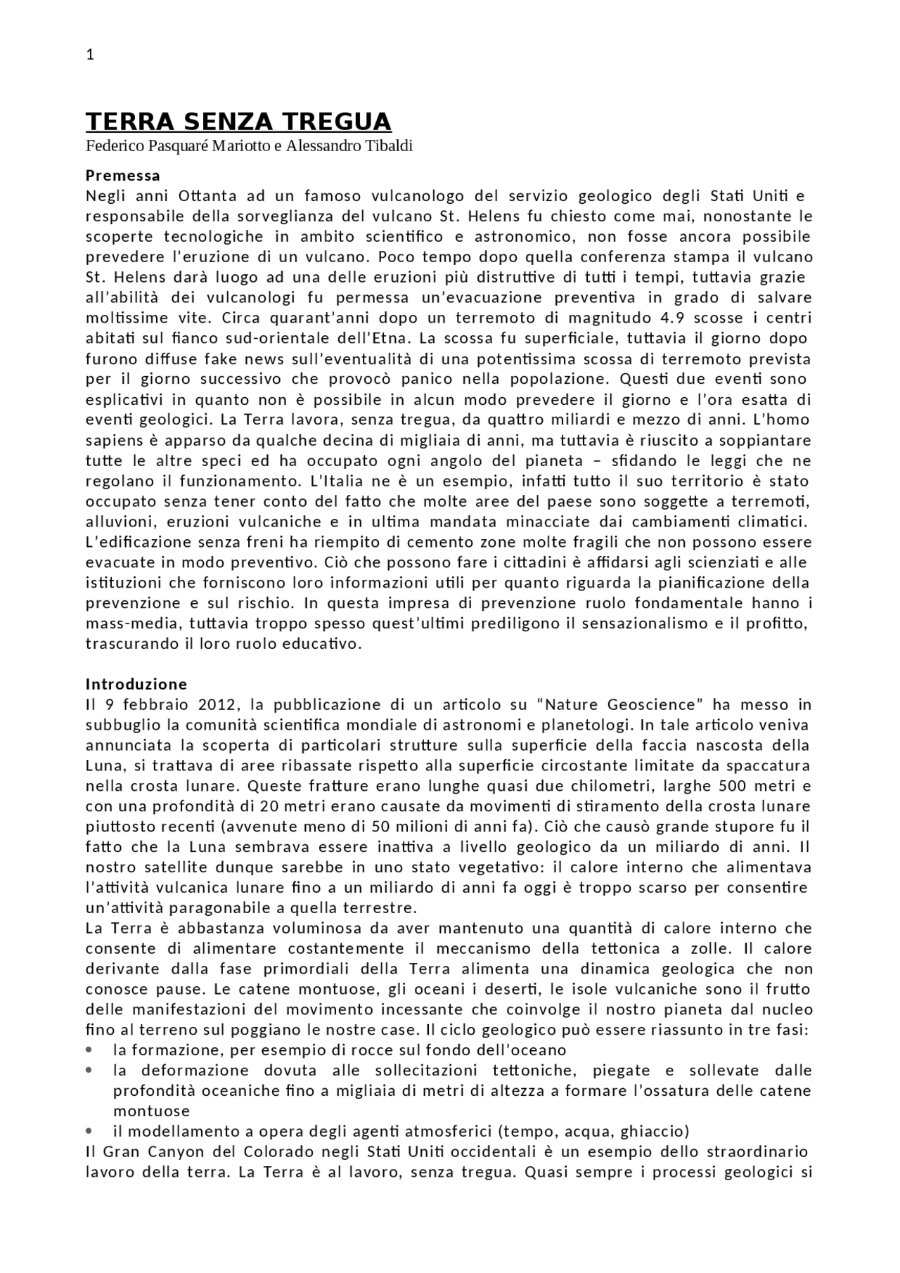 Riassunto di Terra senza Tregua - Docsity