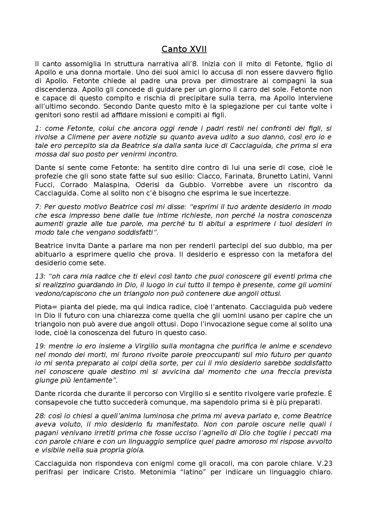 Divina Commedia Paradiso Xvii Docsity
