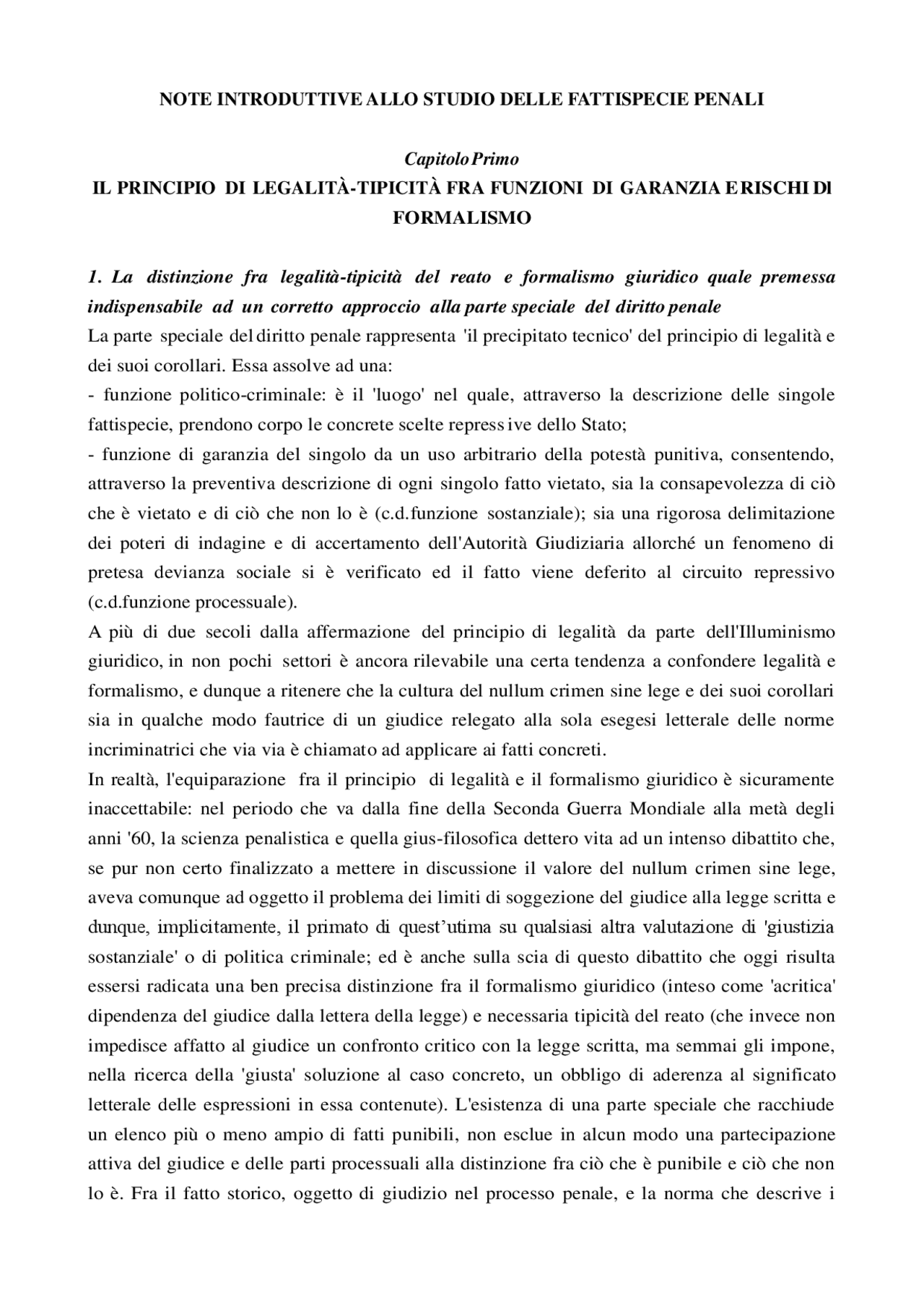 Note Introduttive Di Diritto Penale Docsity