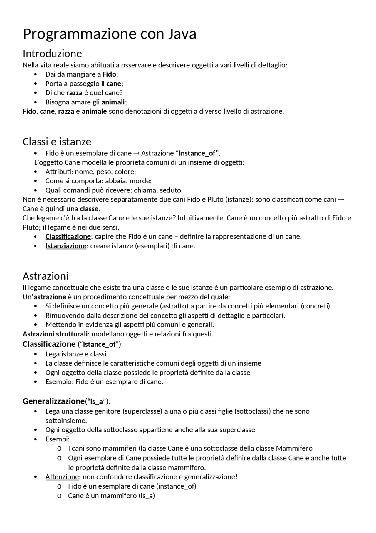 Appunti Programmazione a Oggetti in Java - Docsity