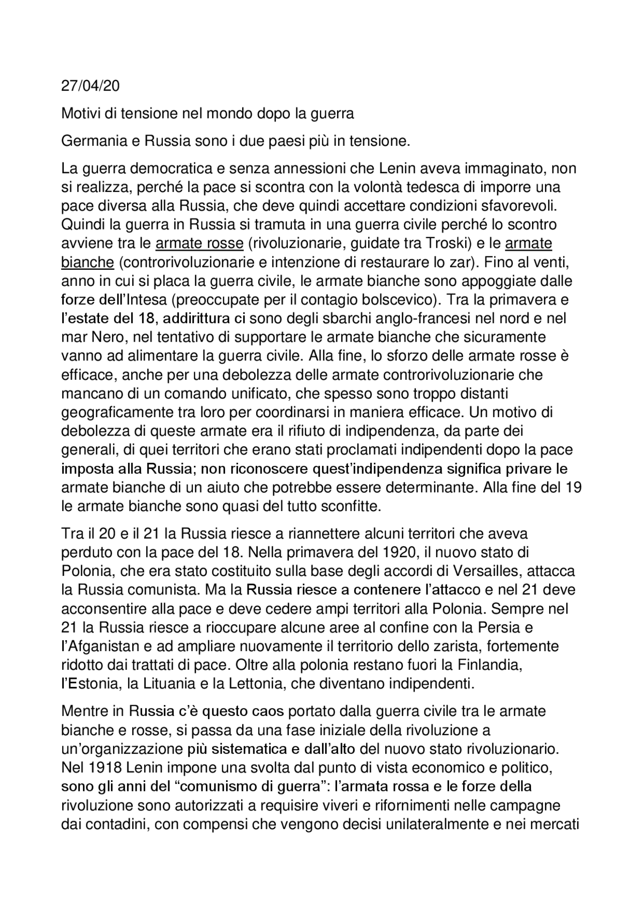 Terrore Rosso Storia Docsity