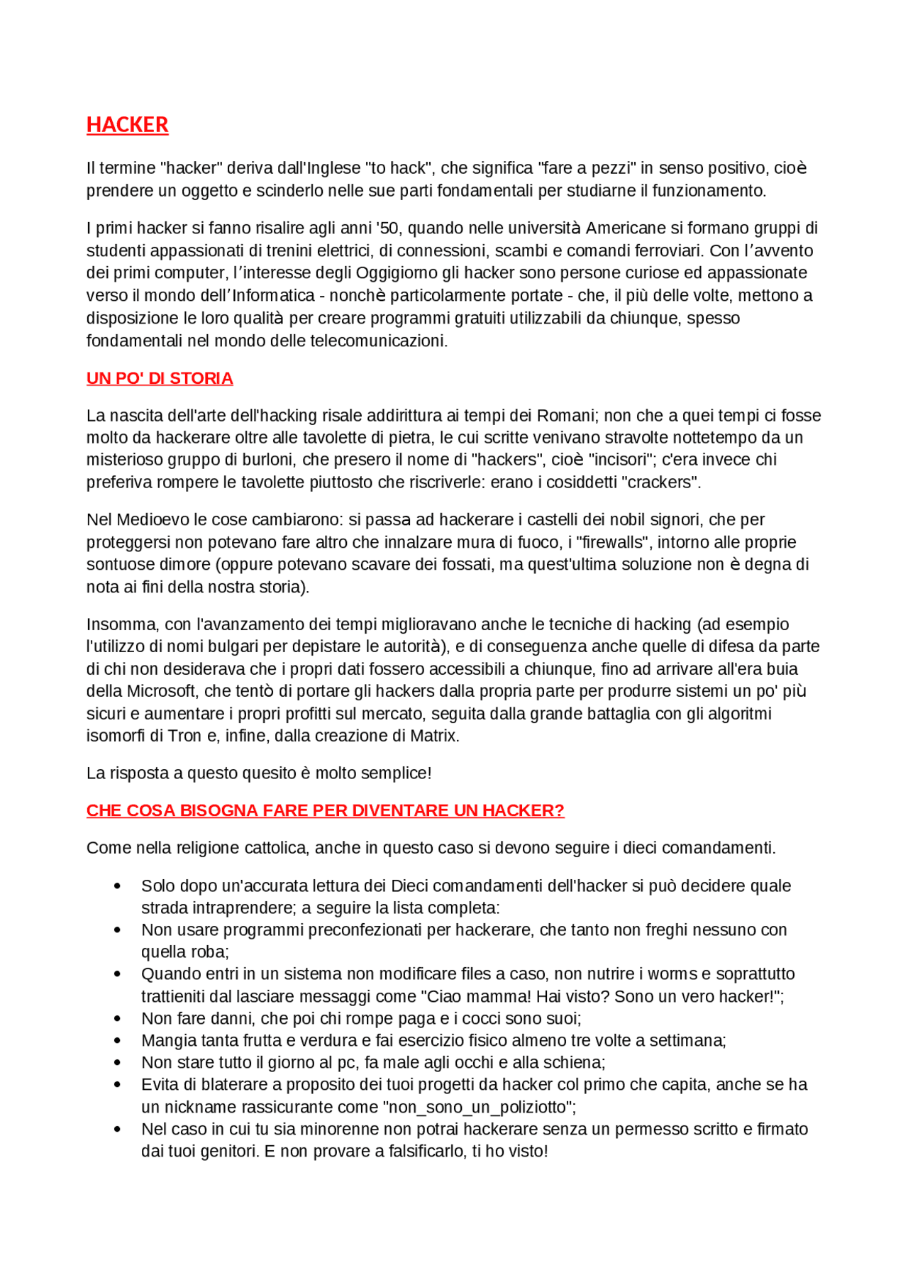 Descrizione del significato e dell'attività informatica di Hacker e ...