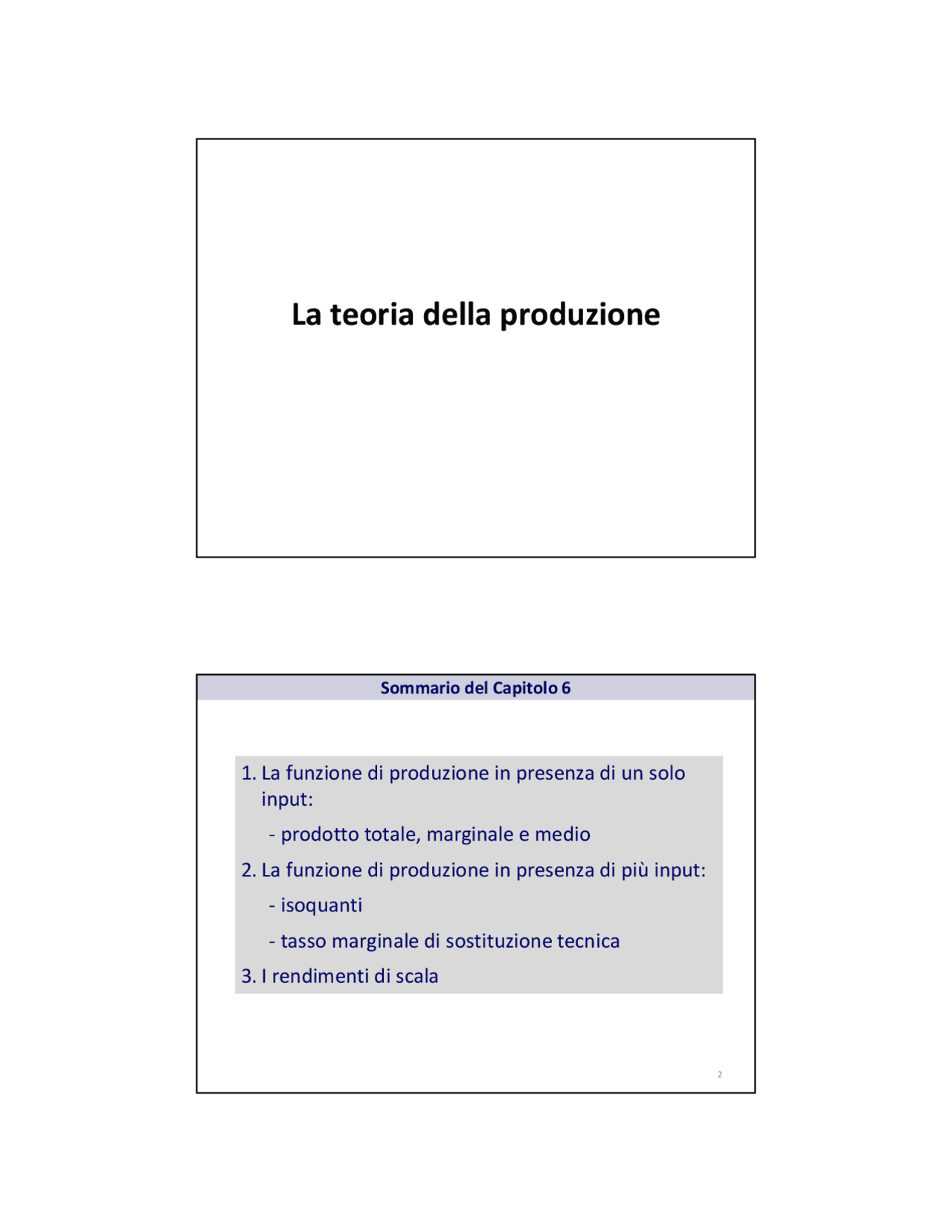 Slide Microeconomia Produzione Docsity