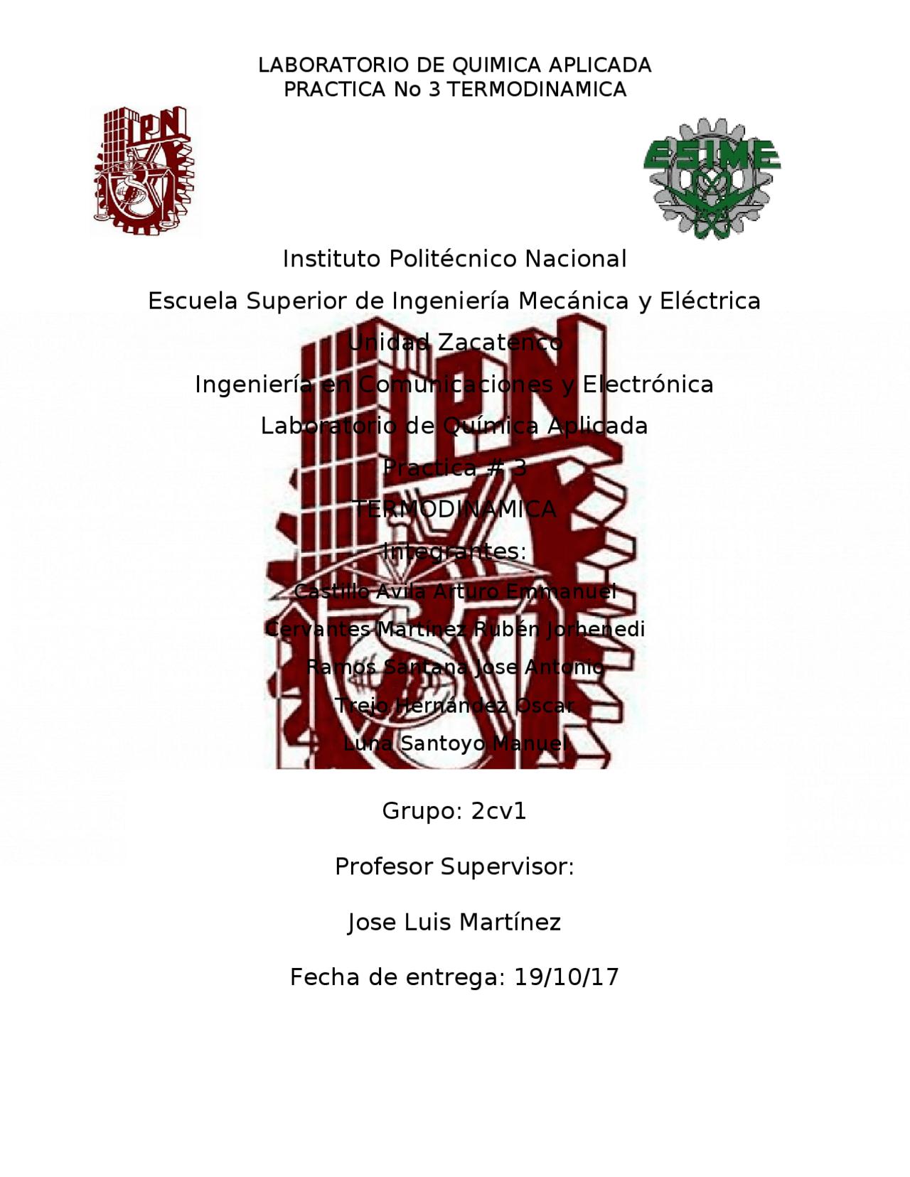 Practica 3 Quimica Aplicada Esime Zacatenco Docsity