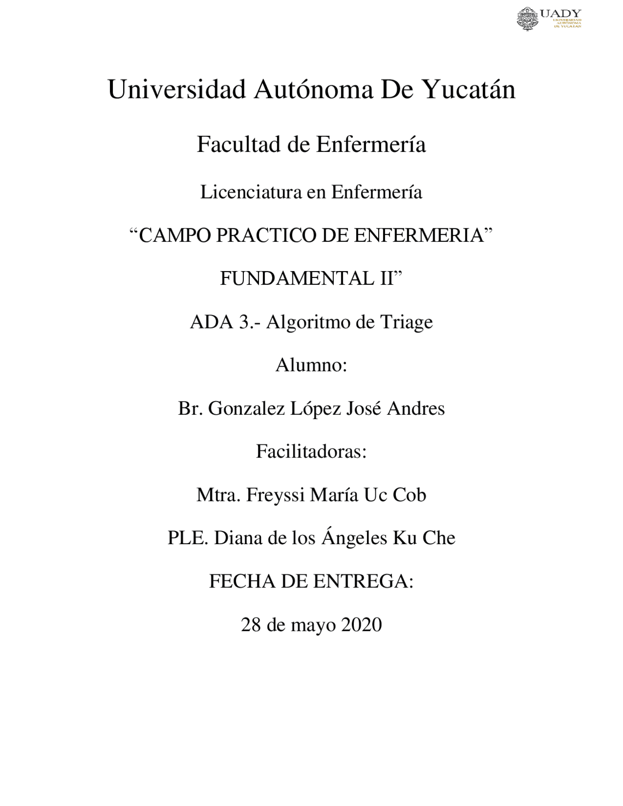 Algoritmo de triage | Esquemas y mapas conceptuales de Enfermería | Docsity