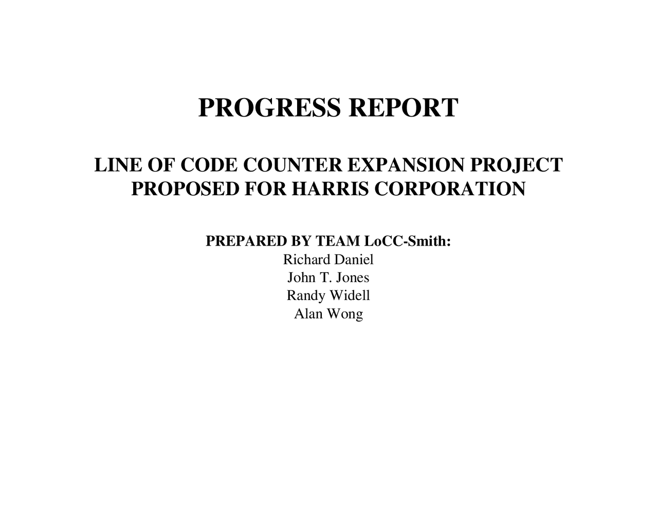 Line of code counter expansion project proposed for Harris Corporation | CEN 3031 - Docsity