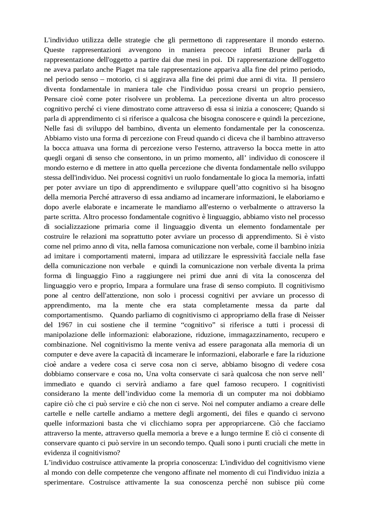 Cognitivismo E Piaget Docsity