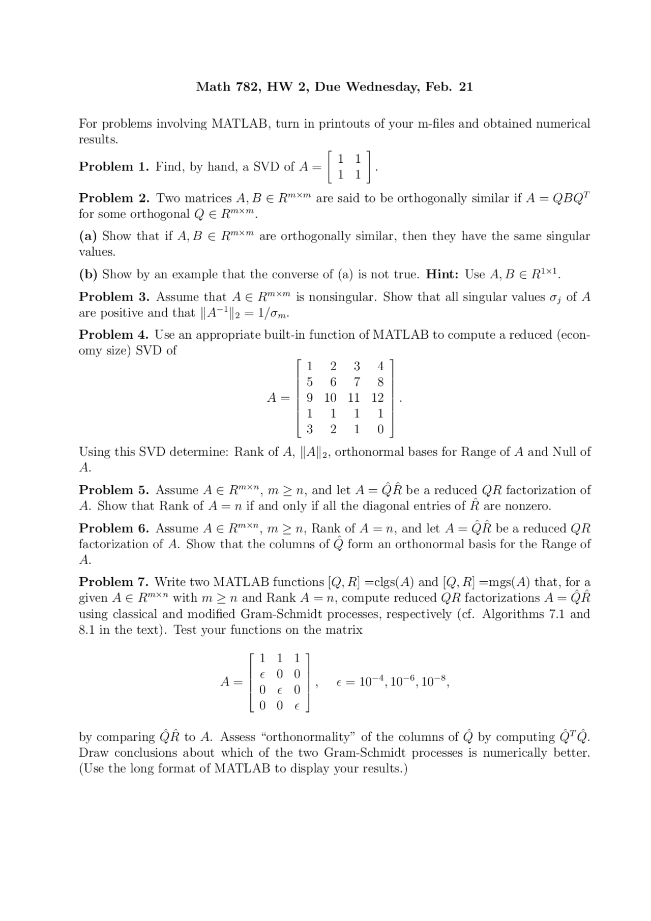 Numerical Analysis Ii Homework 2 Trigonometry Math 782 Docsity