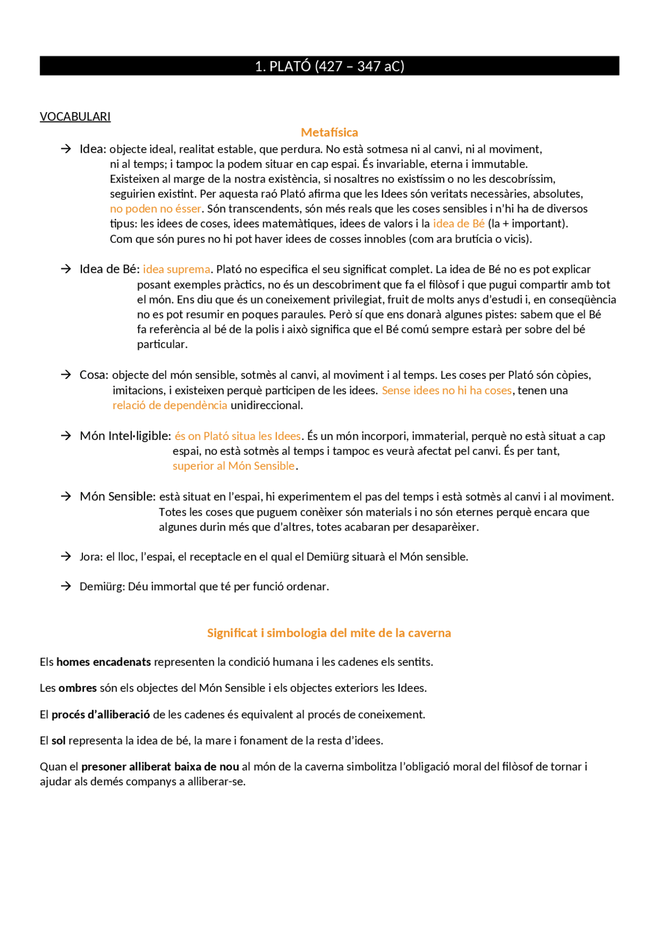 Platón: Ideas, Mundo Inteligible y Mundo Sensible | Resúmenes de ...