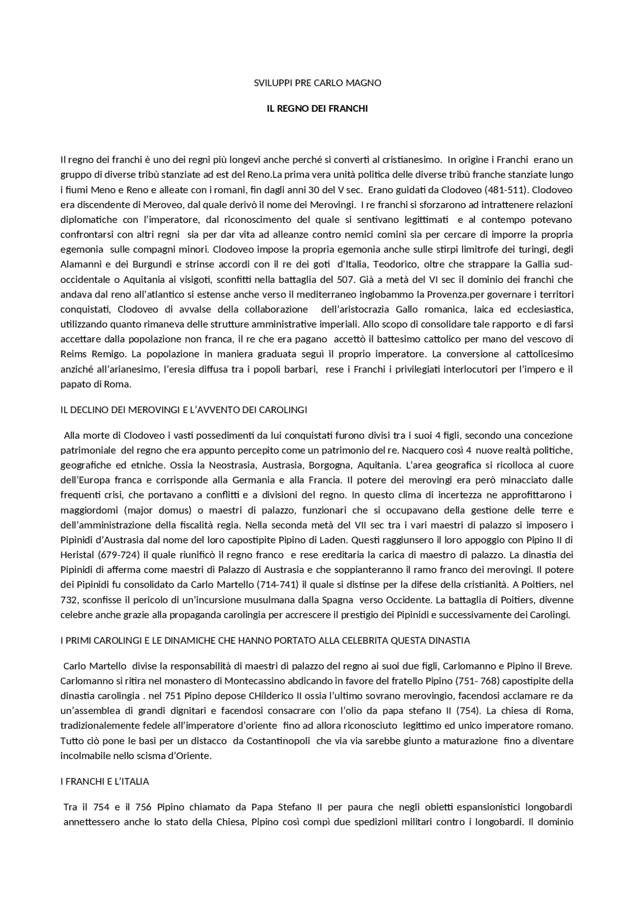 I Franchi E Carlo Magno Docsity