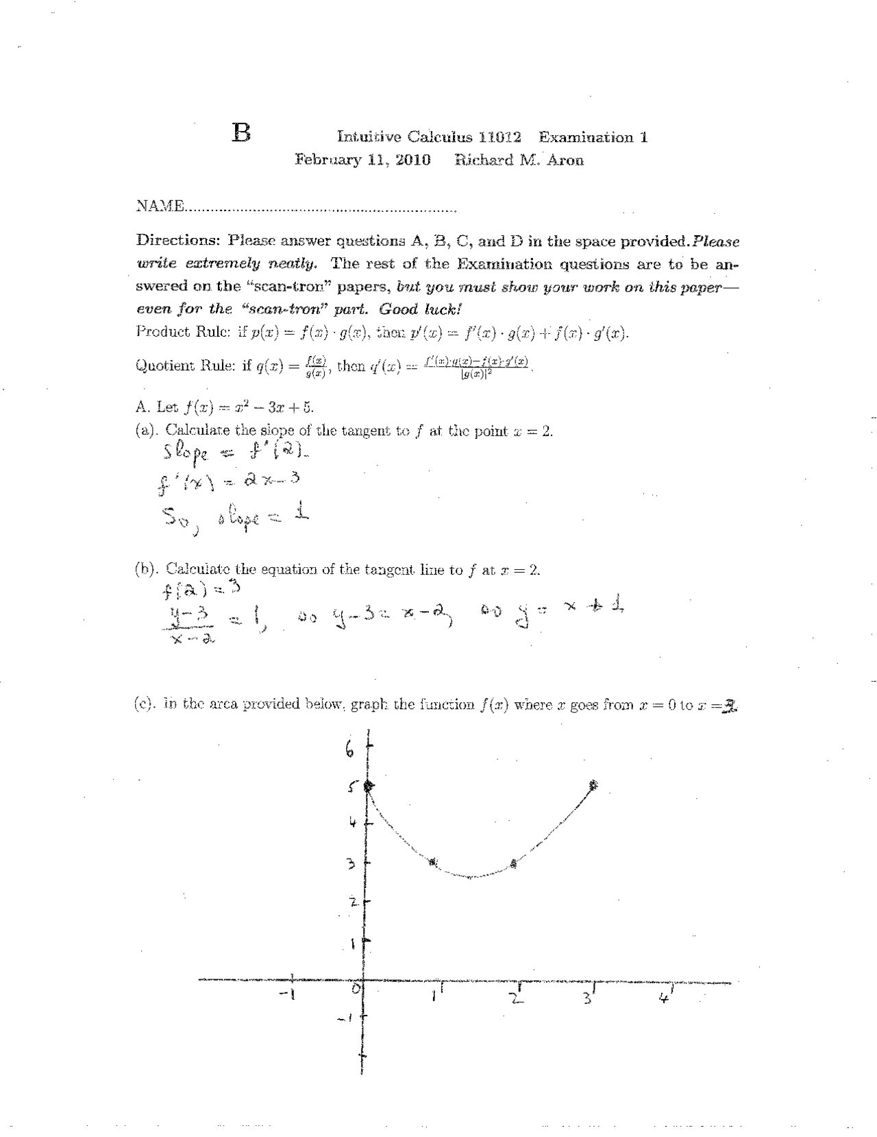 Calculus Exam 1: Multi-Choice&Short Answer Questions with Solutions ...