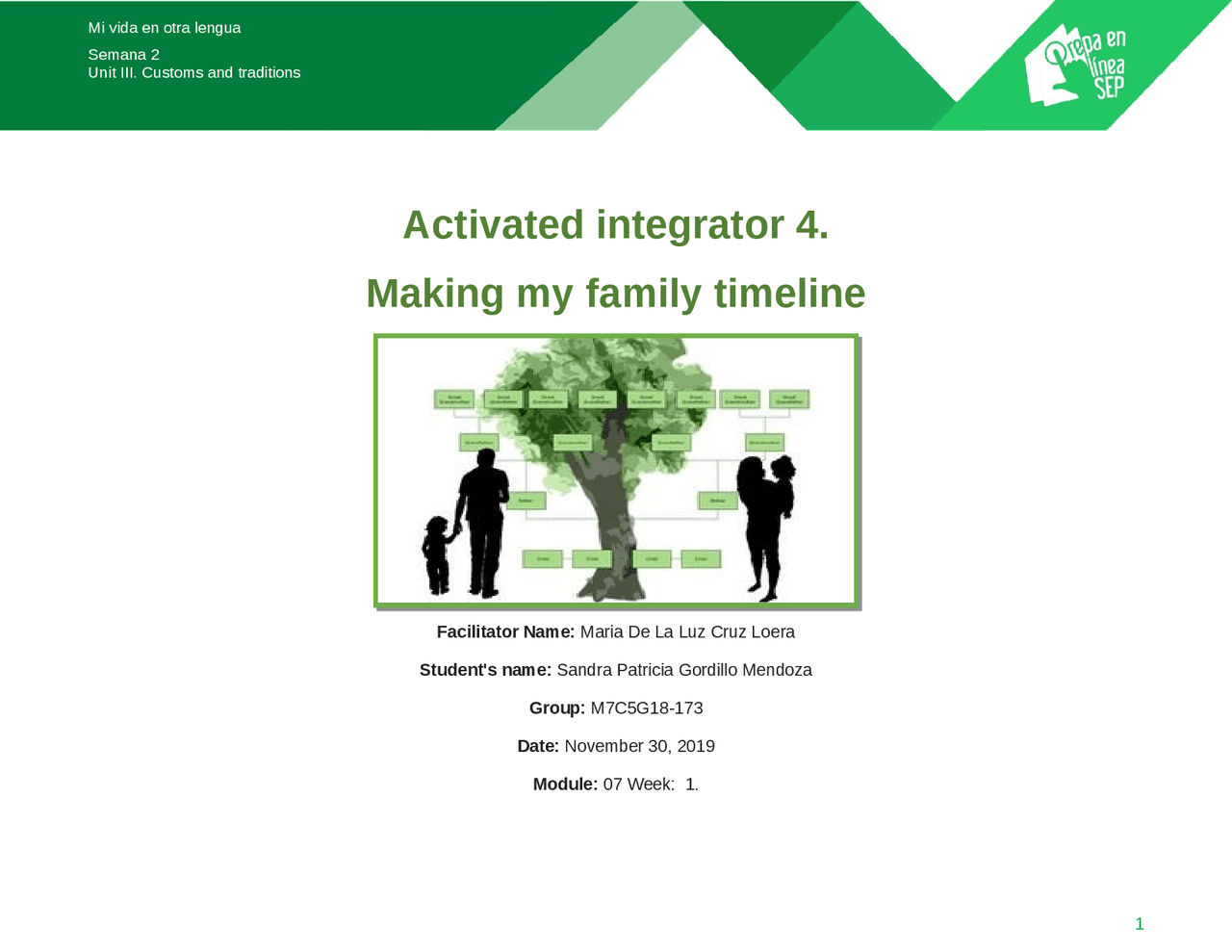 Making my family timeline | Ejercicios de Inglés | Docsity