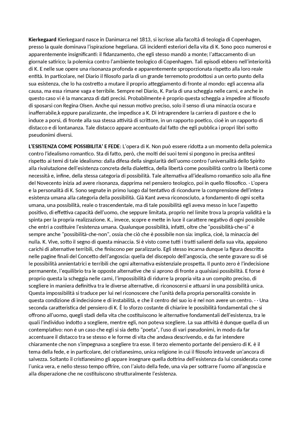 Kierkegaard Riassunto Summaries Of Philosophy Docsity