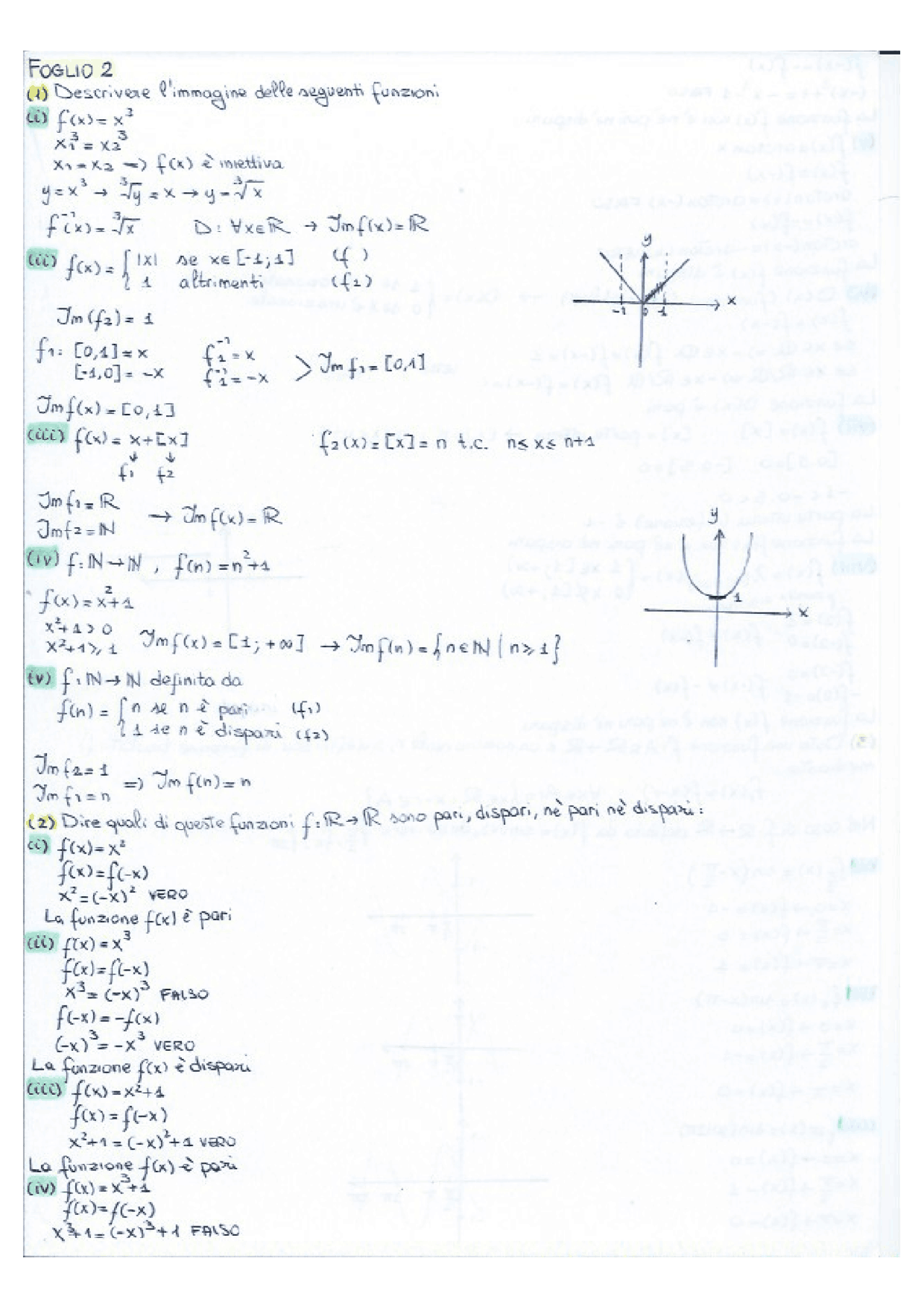 Esercizi svolti inversa, immagine e simmetrie di una funzione Analisi 1 - Docsity