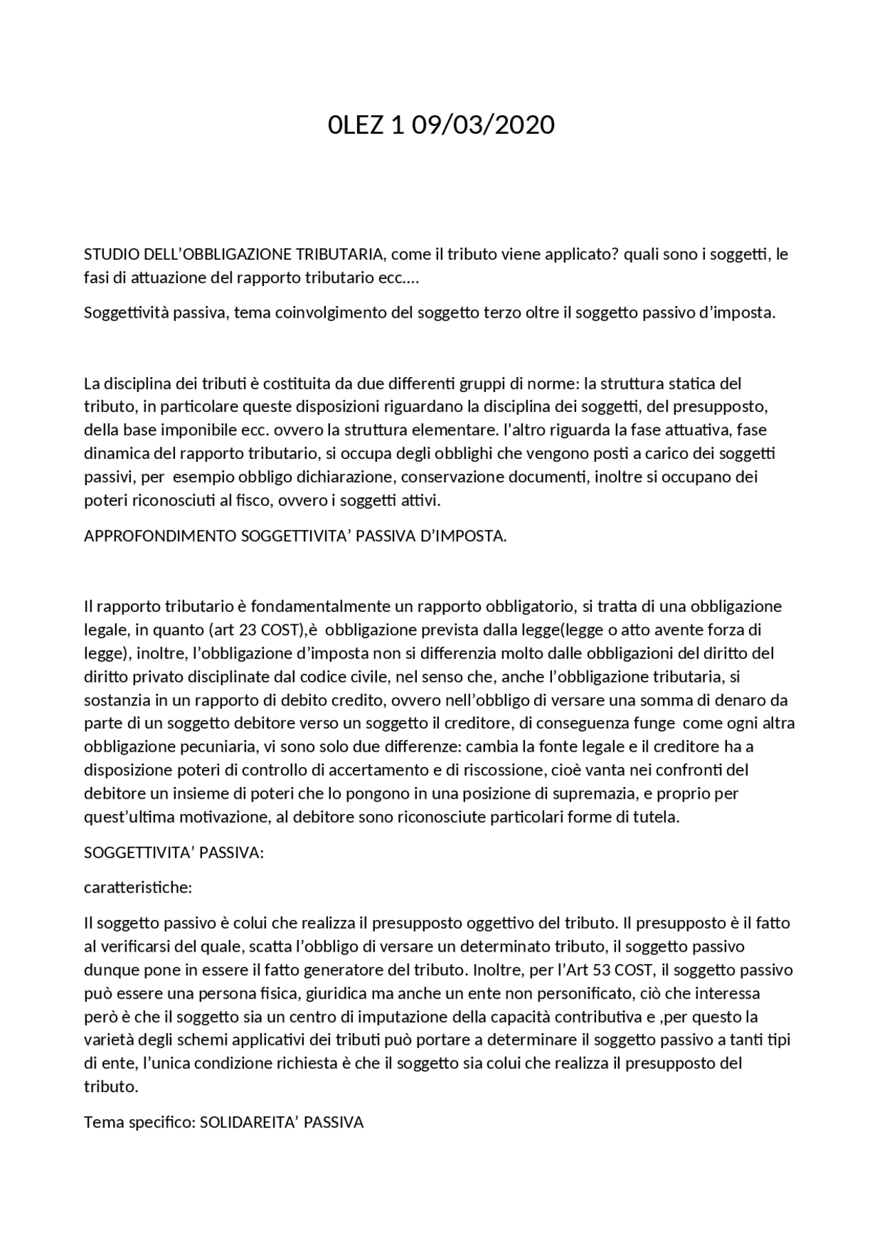 Lezioni complete diritto tributario - Docsity