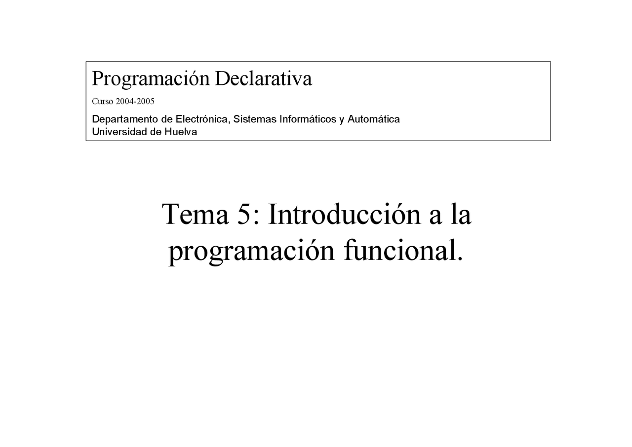 Programacion funcional | Diapositivas de Programación Funcional | Docsity