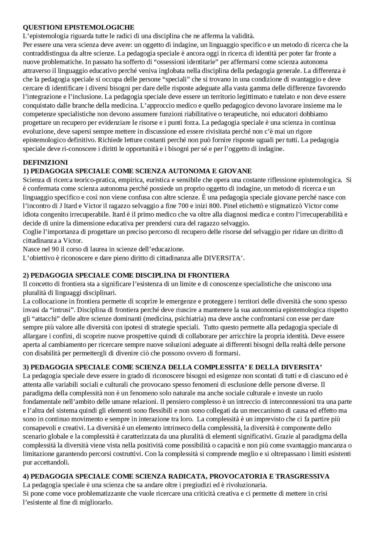 Pedagogia Speciale Riassunti Appunti Di Pedagogia Docsity