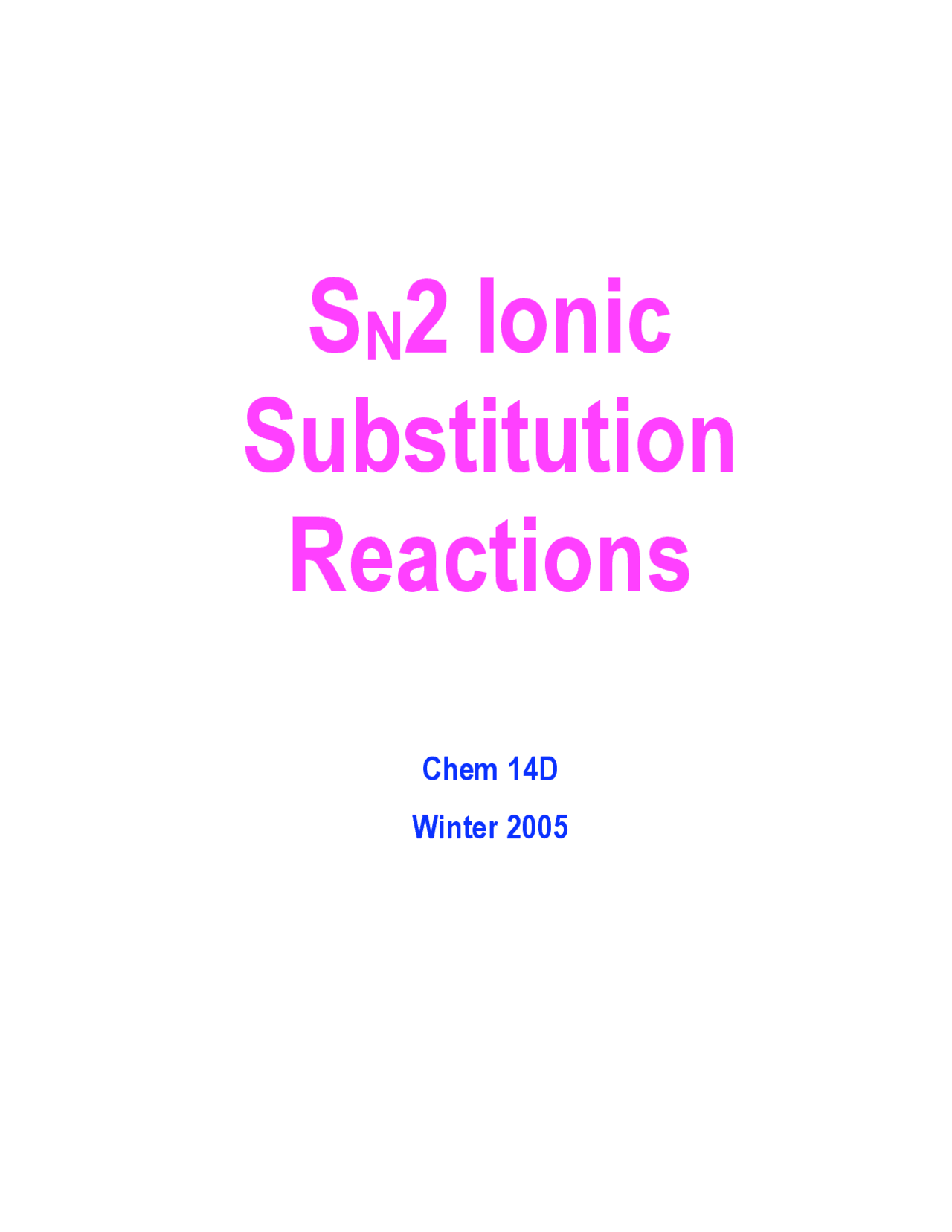 SN2 Ionic Substitution Reactions: Practice Problems with Answers | CHEM ...
