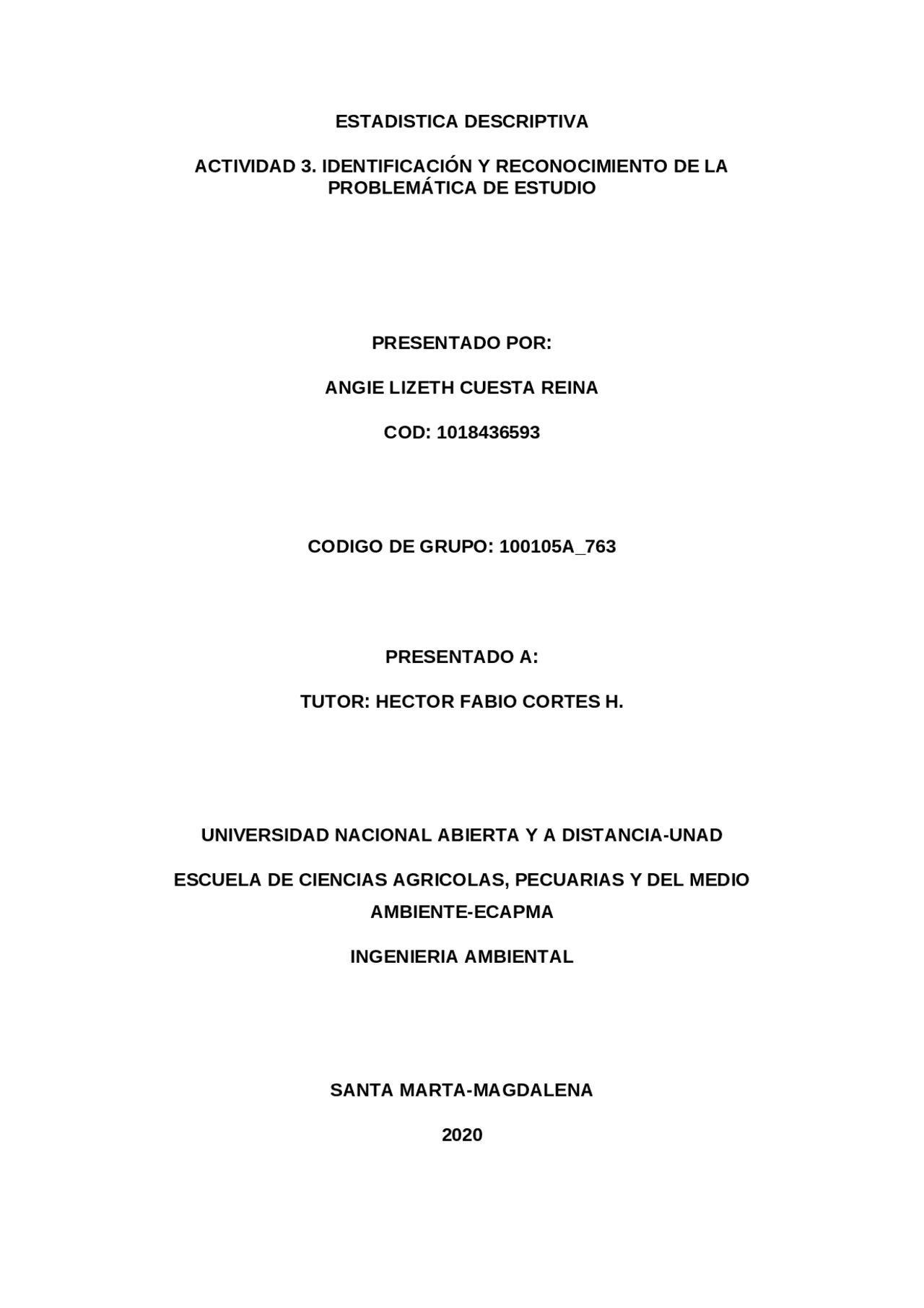 Estadistica Descriptiva Unad Summaries Of Statistics Docsity