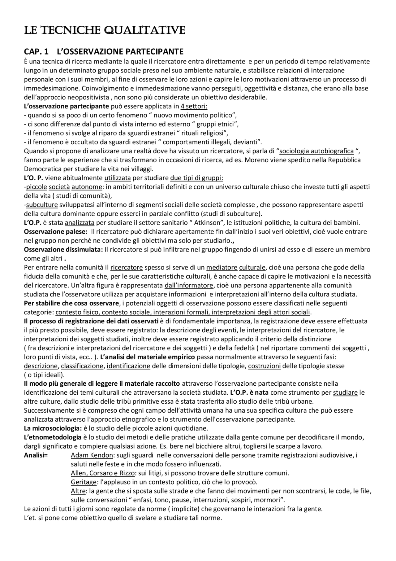 Le Tecniche Qualitative Docsity