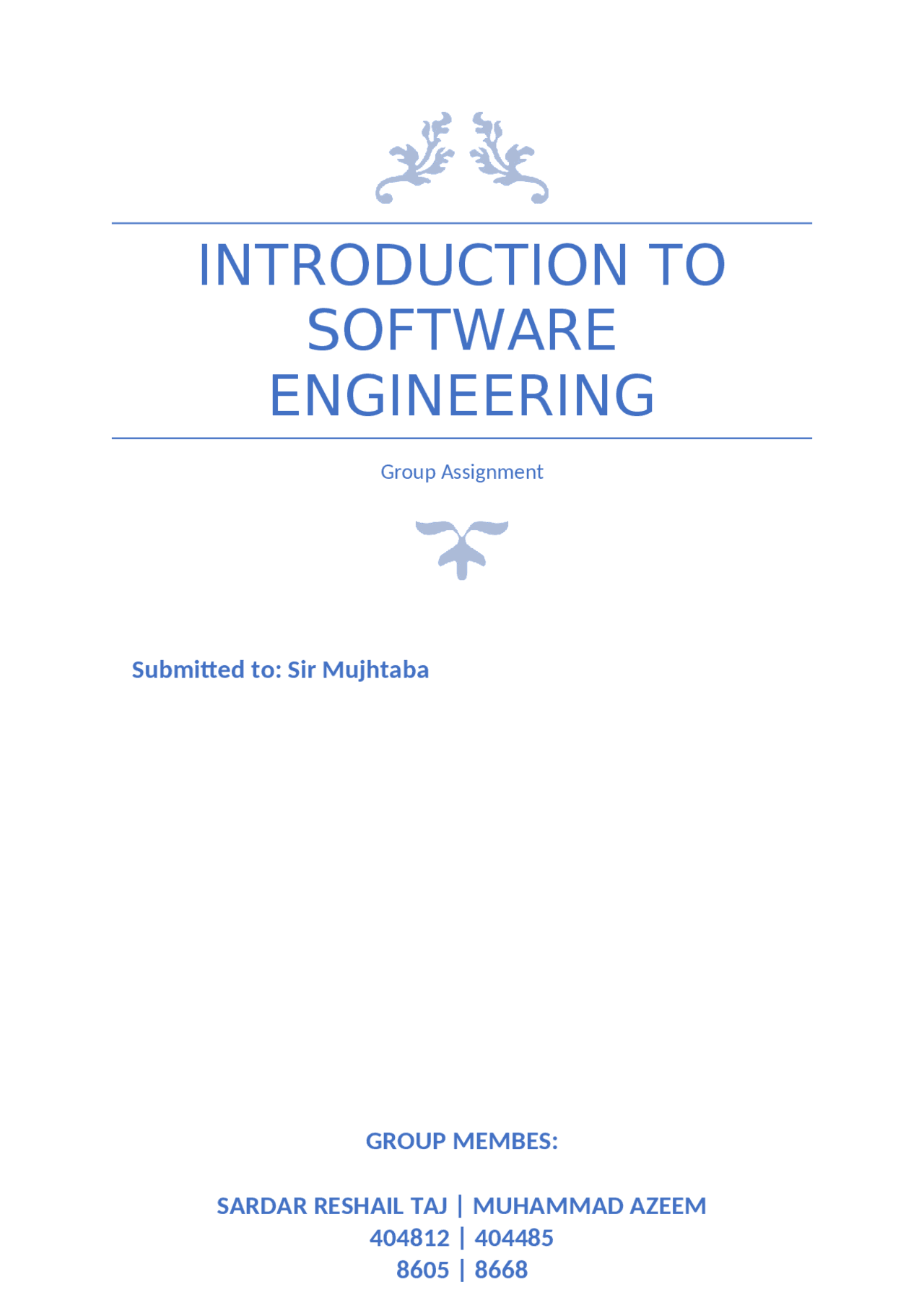 Hotel Management System | Assignments Introduction to Software Engineering | Docsity