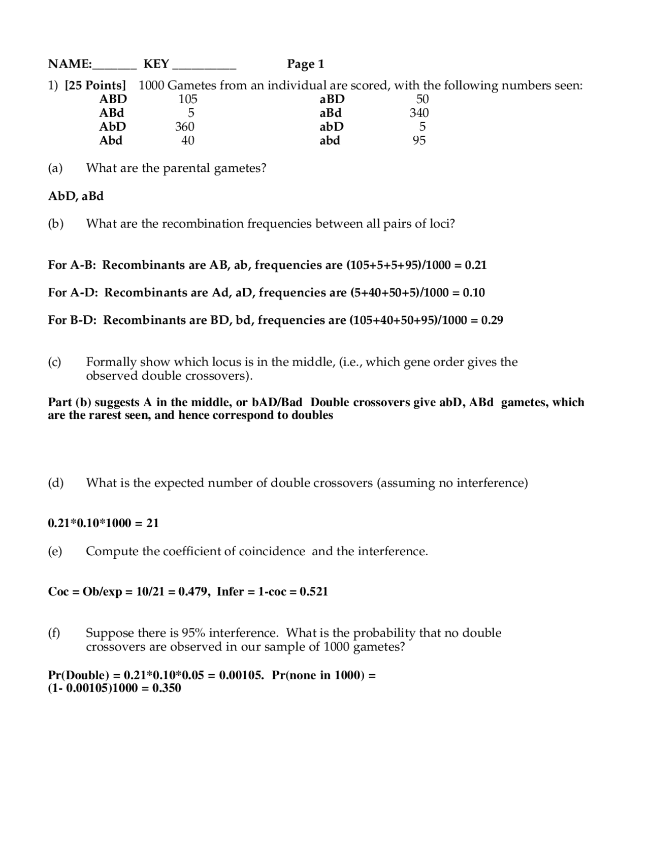 Genetics Exam Collection With Solutions Ecol 320 Docsity