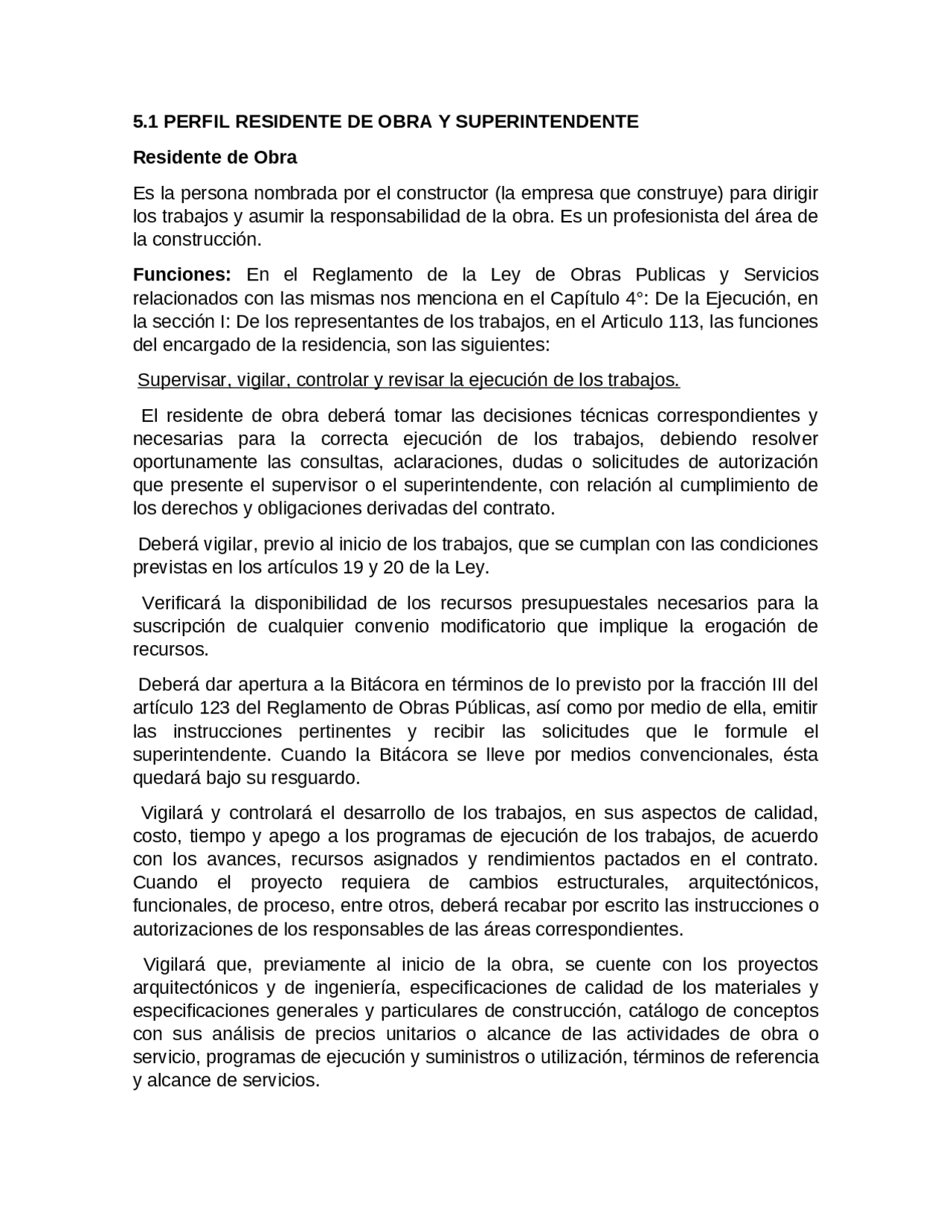 Perfil Del Residente De Obra Y Superintendente Resúmenes De