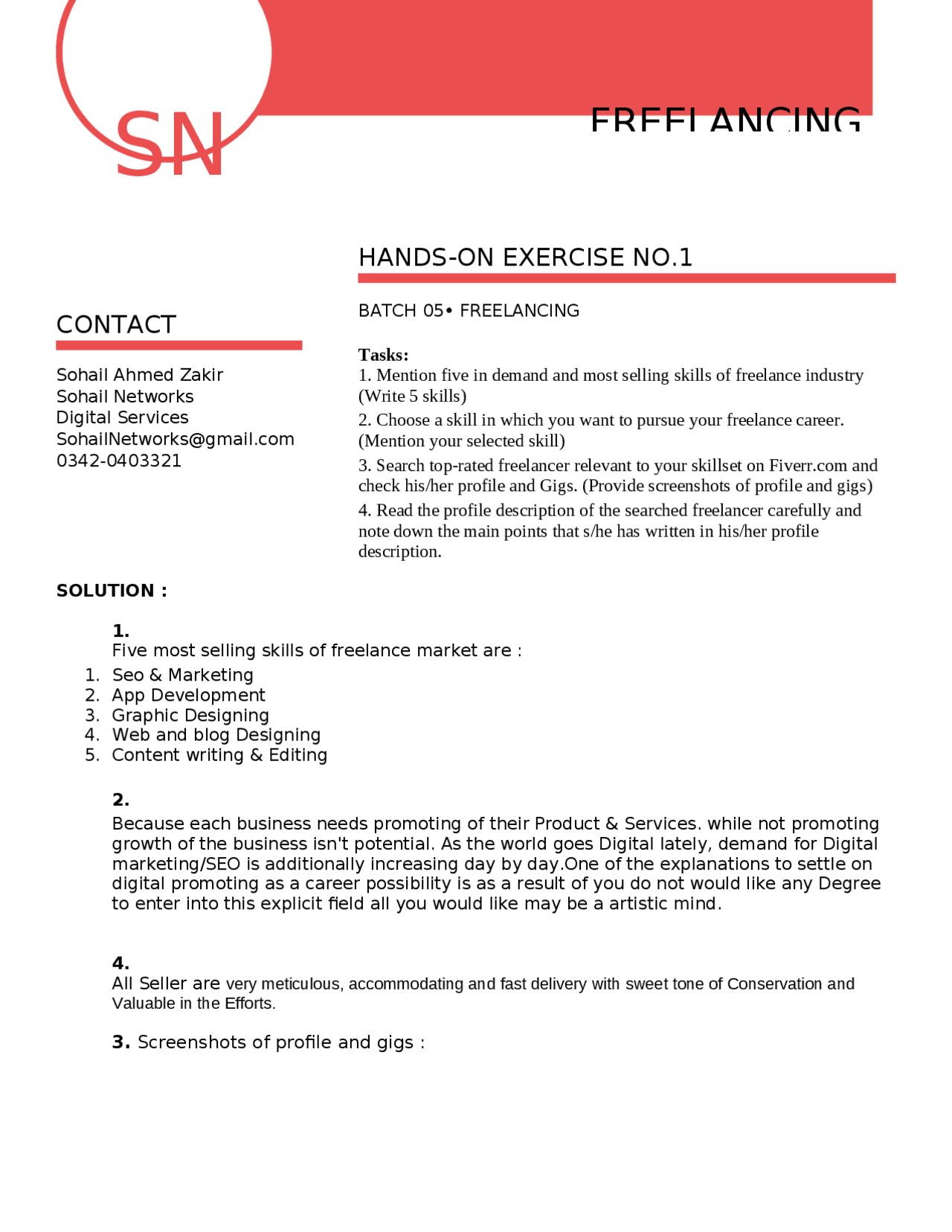 Assignment Freelancing Docsity