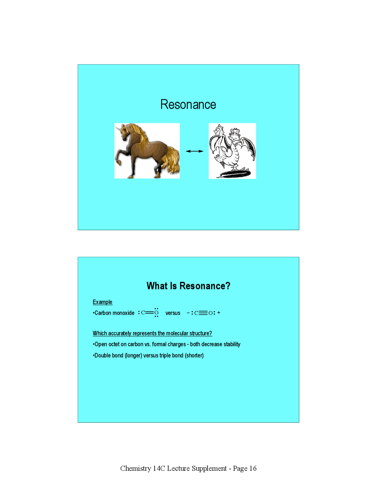 What Is Resonance The Lewis Structure Of Co Lecture Supplement