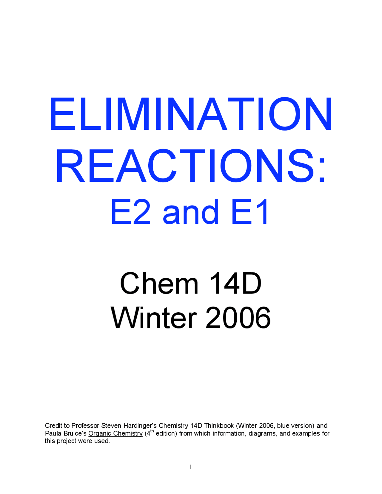Elimination Reactions: E2 and E1 | CHEM 14D | Lecture notes Organic ...