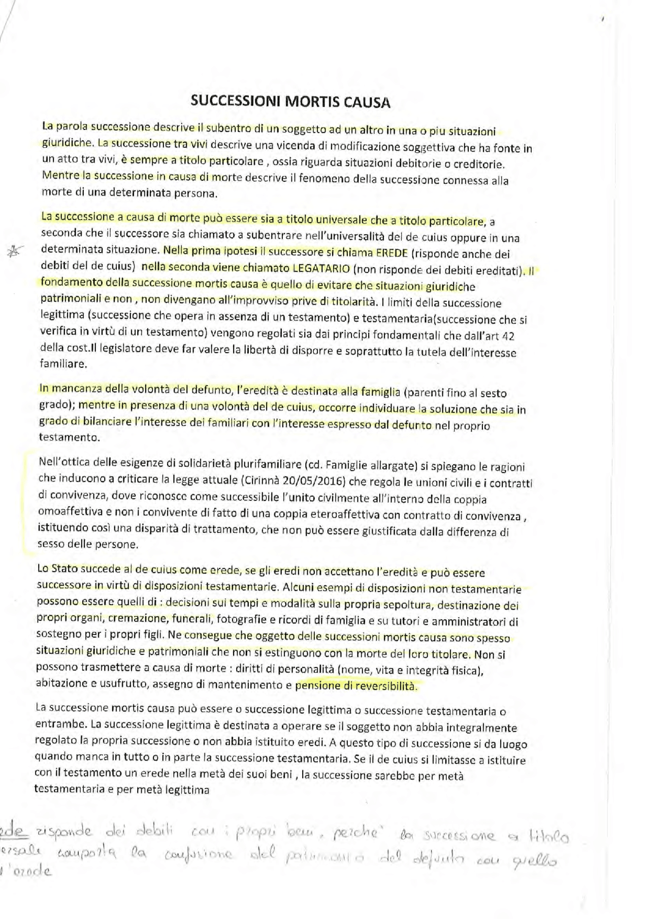 Riassunto Successioni Docsity