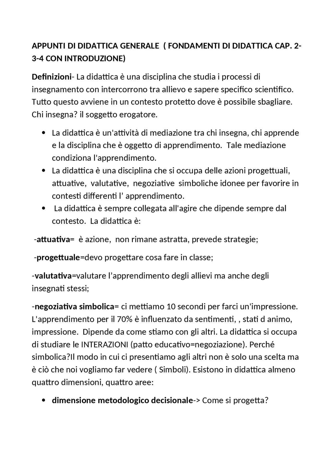 Didattica Generale Appunti Integrati Con Libro Docsity