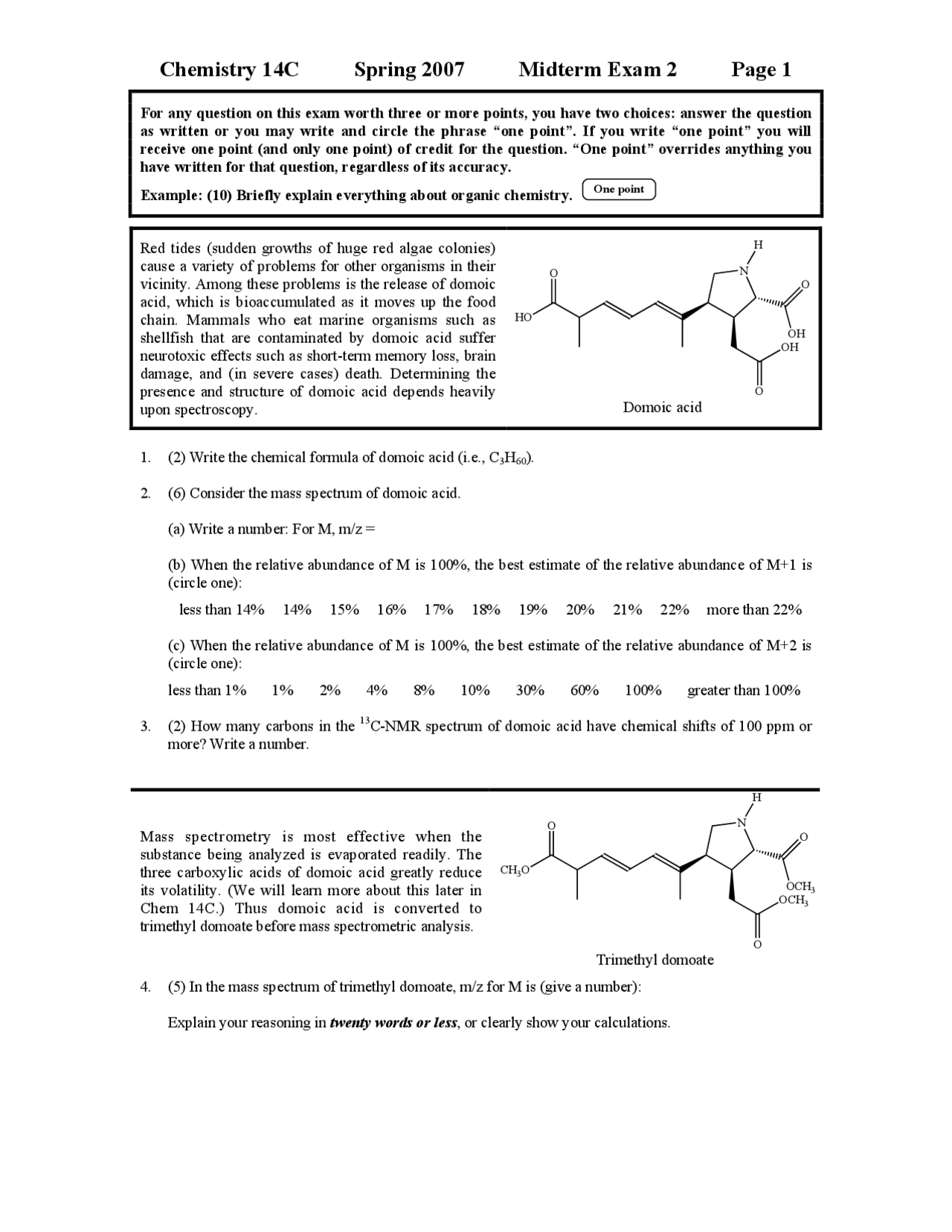 Organic Chemistry Midterm Exam 2: 13 Questions | CHEM 14C | Exams ...
