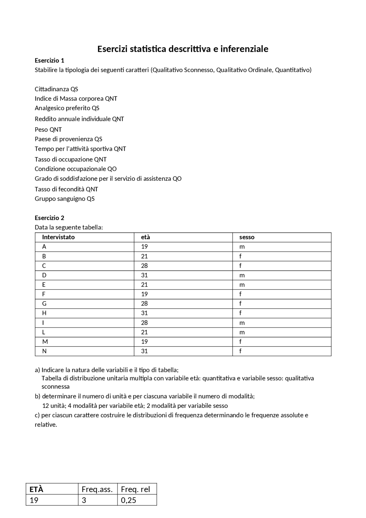 Statisticaesercizi Svolti Esercizi Di Statistica Docsity