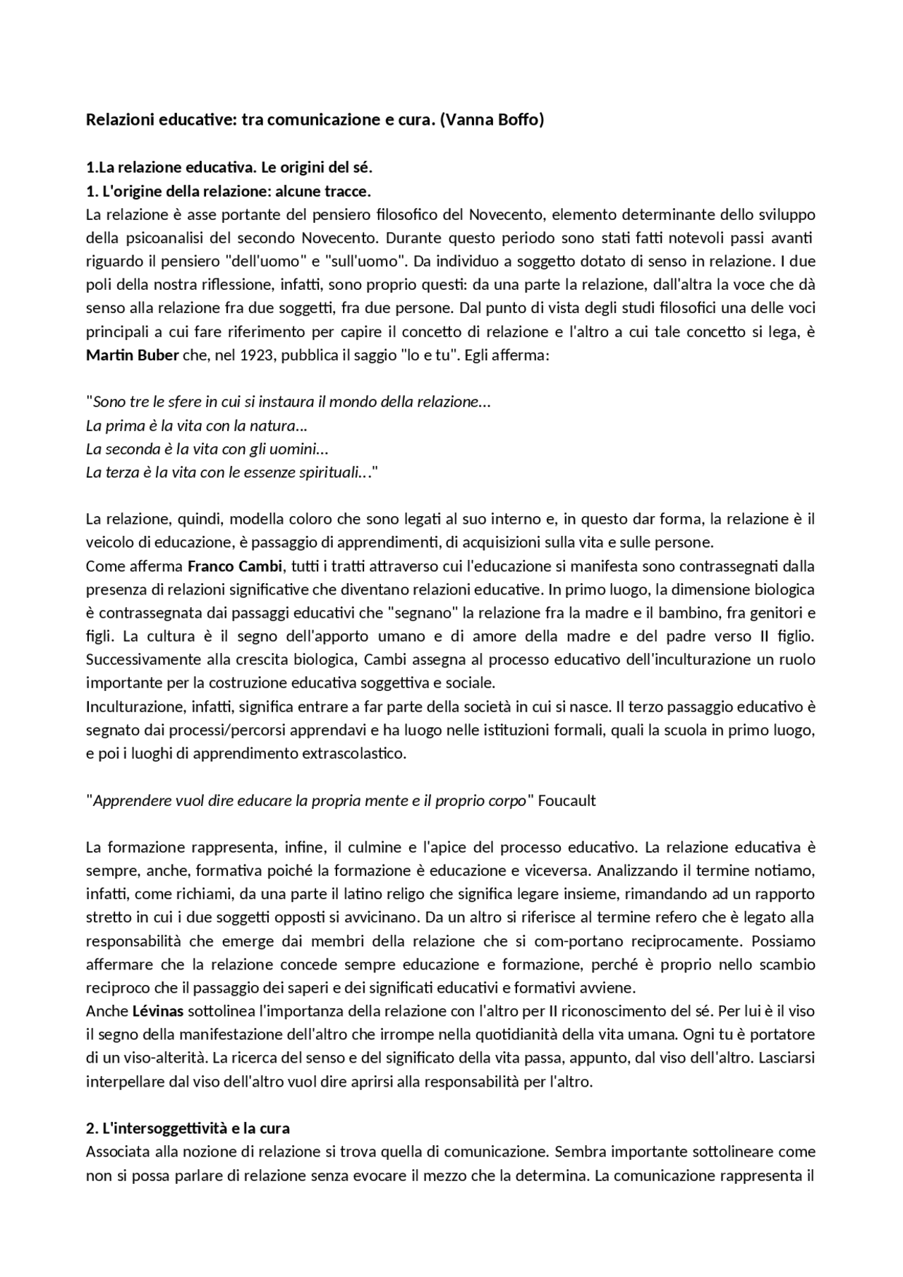 Relazioni Educative Tra Comunicazione E Cura Docsity